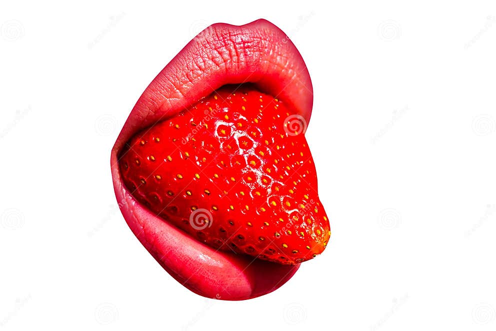Aardbeien Erotica Sexy Women Mouth Passion Lick En Sensual Sucrose Zomerfruitcocktail