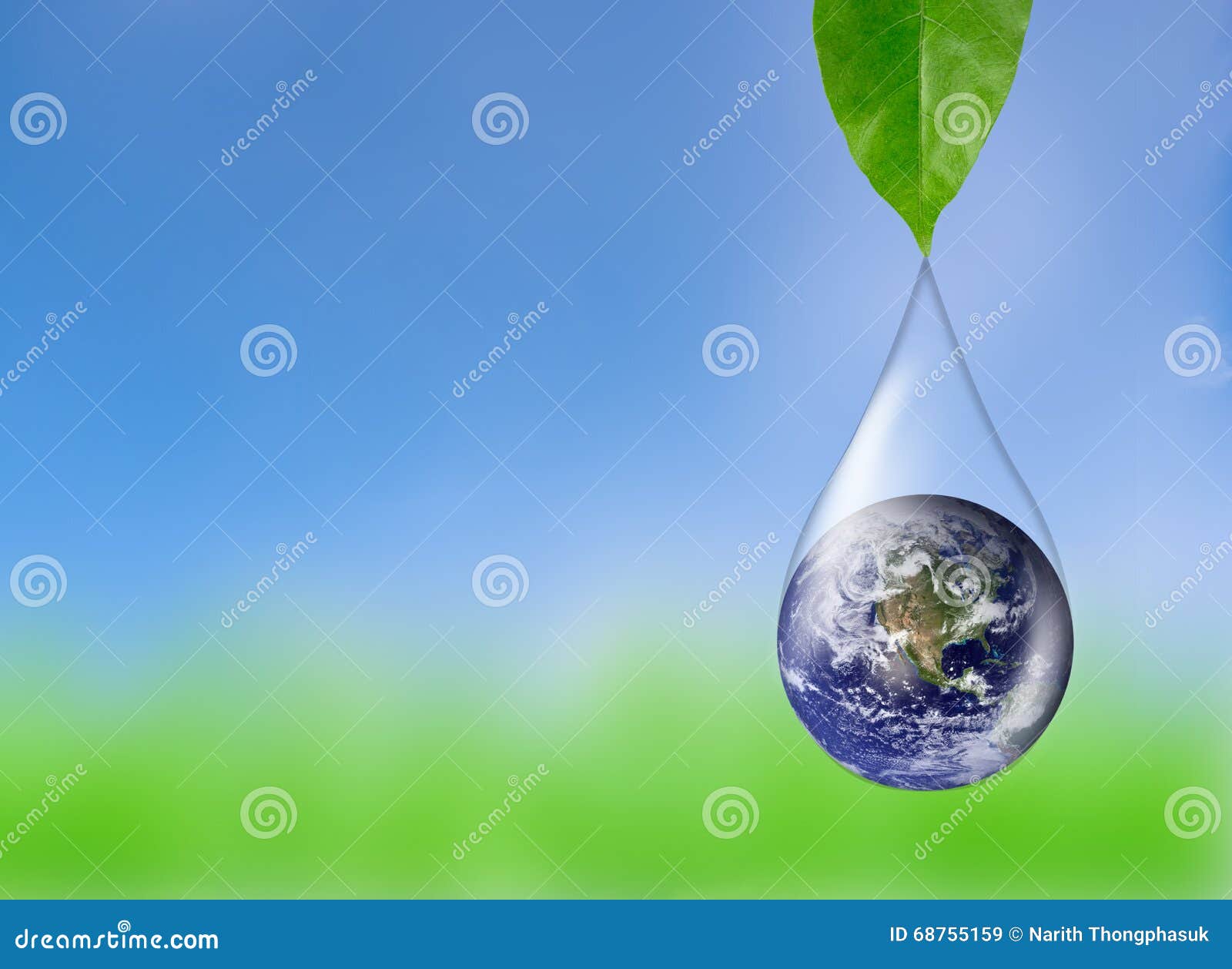 Aarde in De Bezinnings Groen Blad Van De Waterdaling, Elementen Van Thi ...