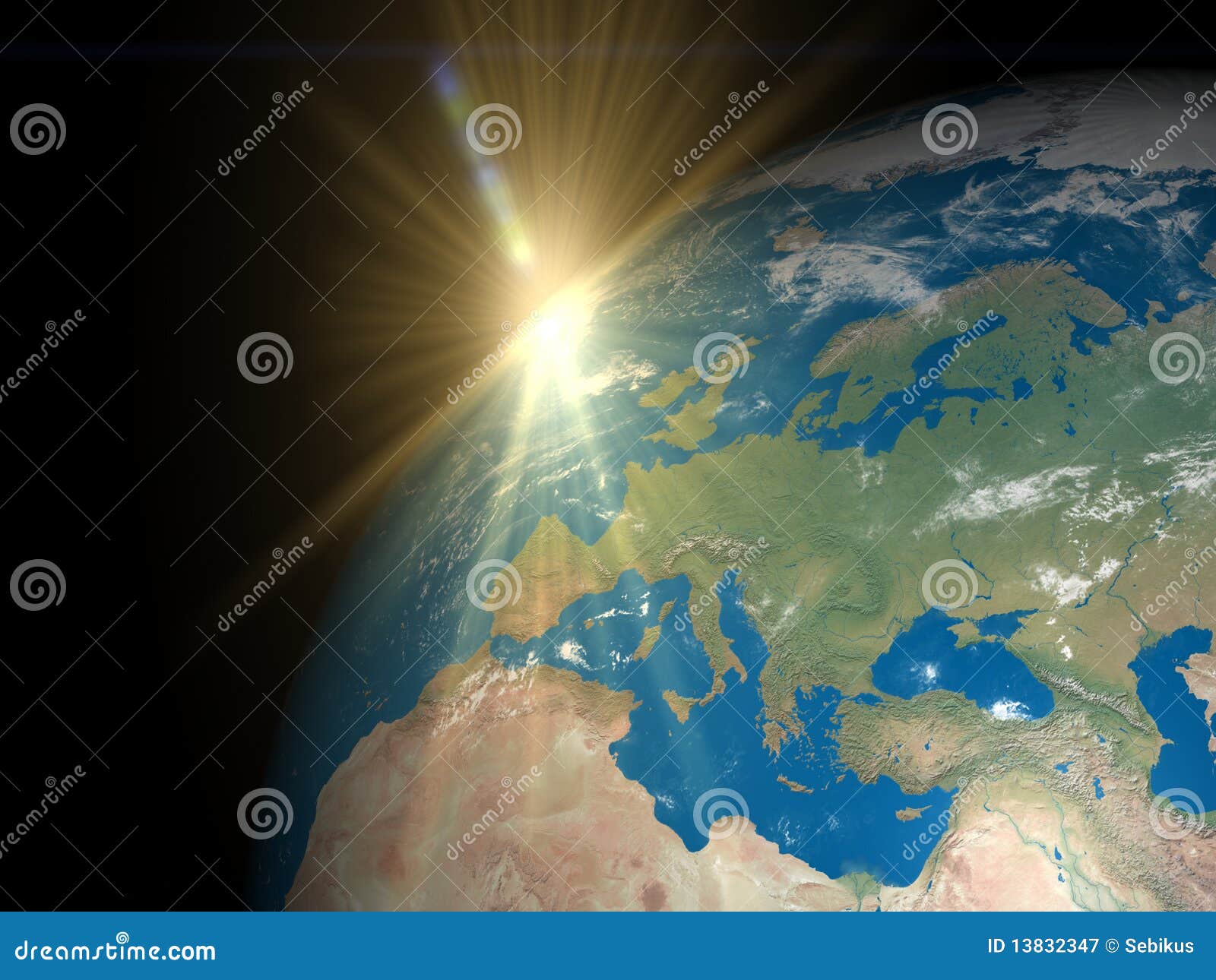 Aarde en zon stock illustratie. Illustration of groen - 13832347