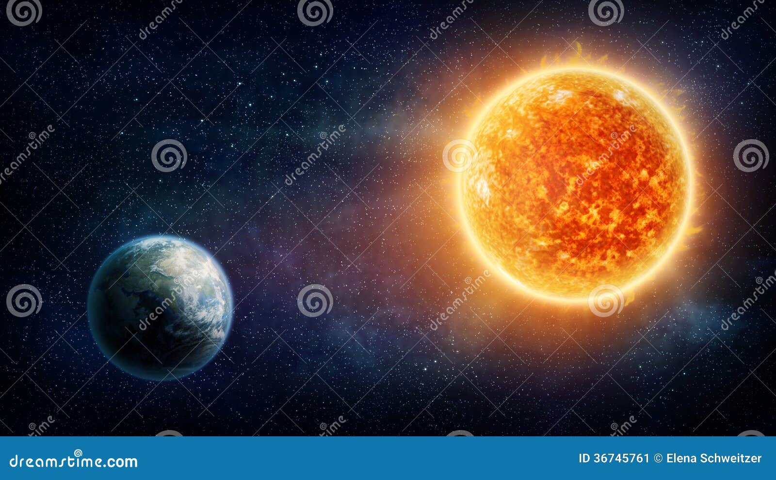 Aarde en zon stock illustratie. Illustration of planetarisch - 36745761
