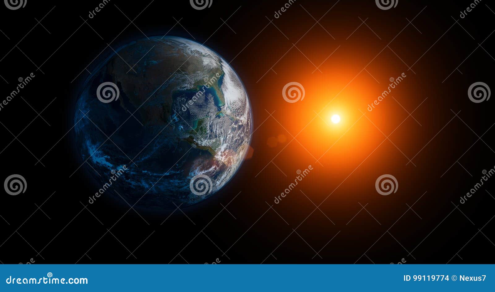 Aarde en Zon stock foto. Image of melkweg, noord, blauw - 99119774