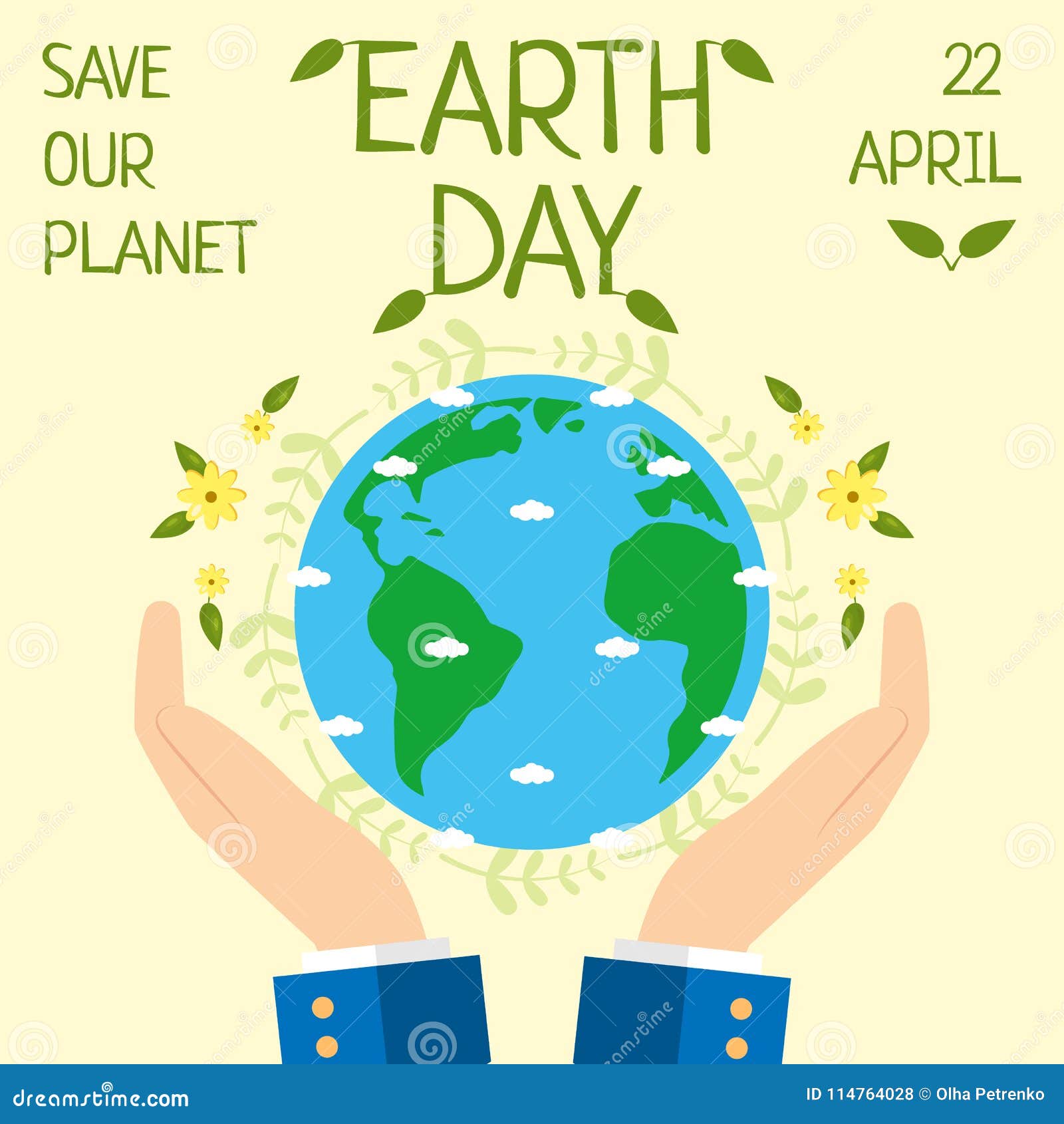 Aardedag, 22 April, Sparen Onze Planeet Vector Illustratie ...