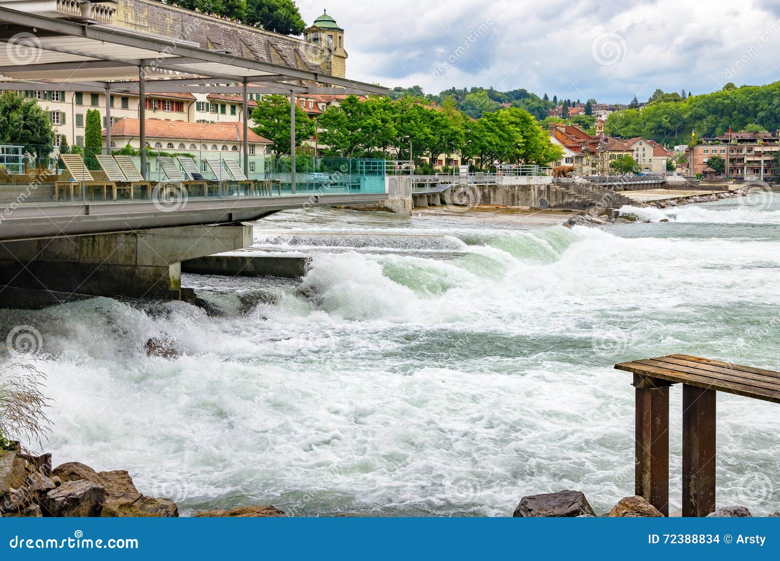Aare-Fluss Bern, Die Schweiz Stockfoto - Bild von damm, grenzsteine ...