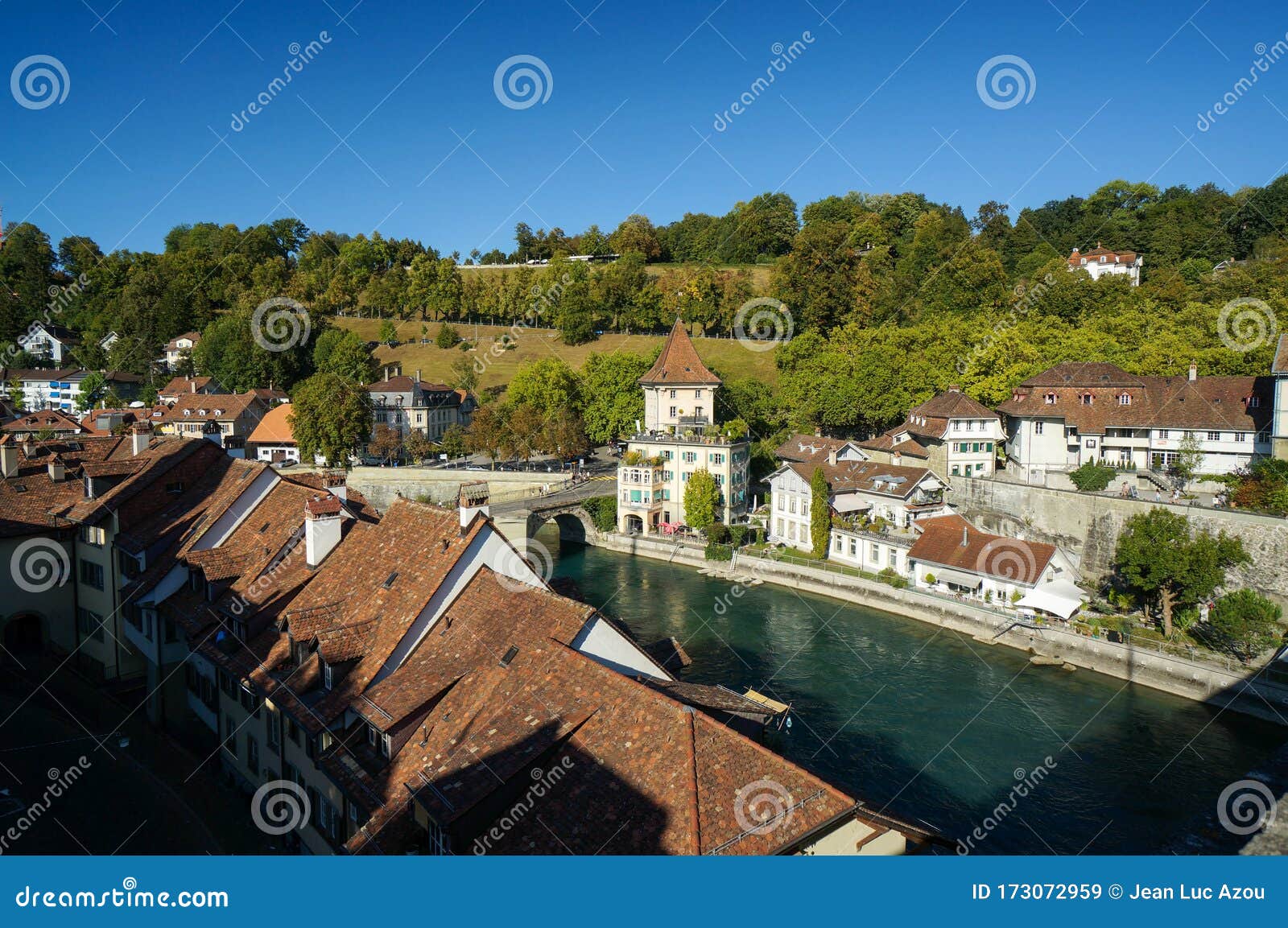 Aare River in Bern stock image. Image of bern, trees - 173072959