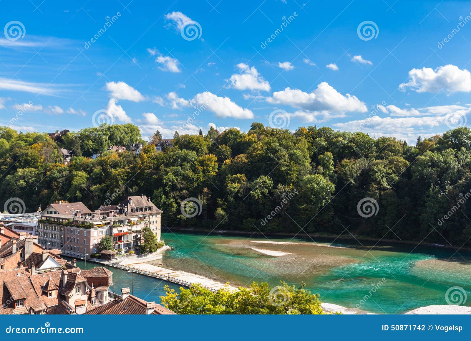 Aare River through Berne Old Town Stock Photo - Image of canal, horizon ...