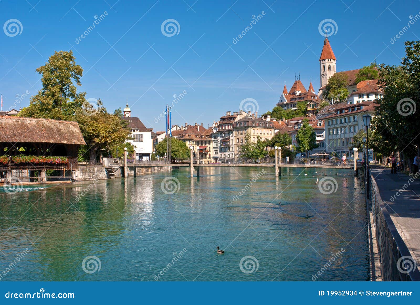 Aare River, Thun, Switzerland Stock Photo - Image of flowing, tourism ...