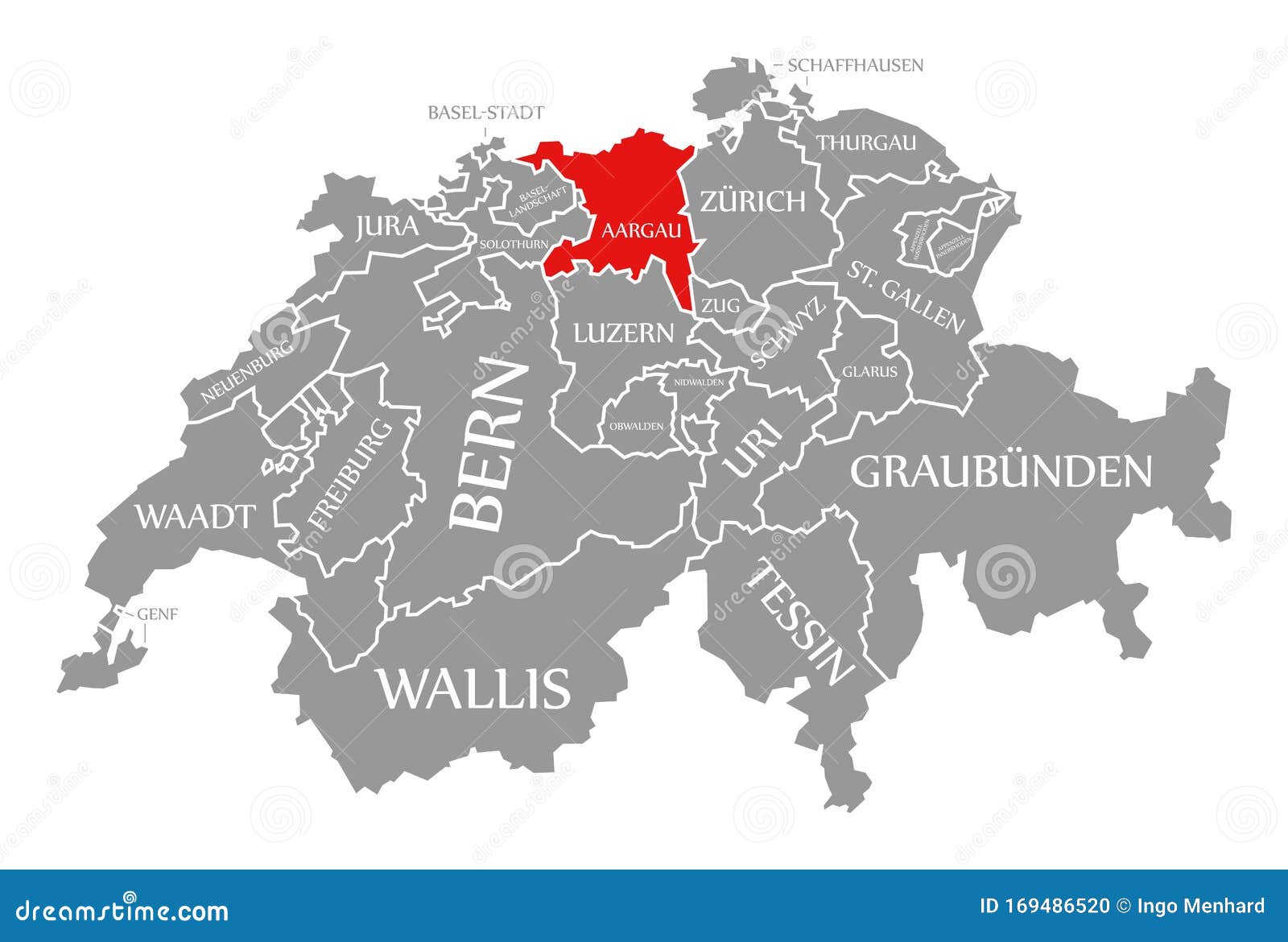 Aargau Red Highlighted in Map of Switzerland Stock Illustration ... Aargau Red Highlighted in Map of Switzerland Stock Illustration ...