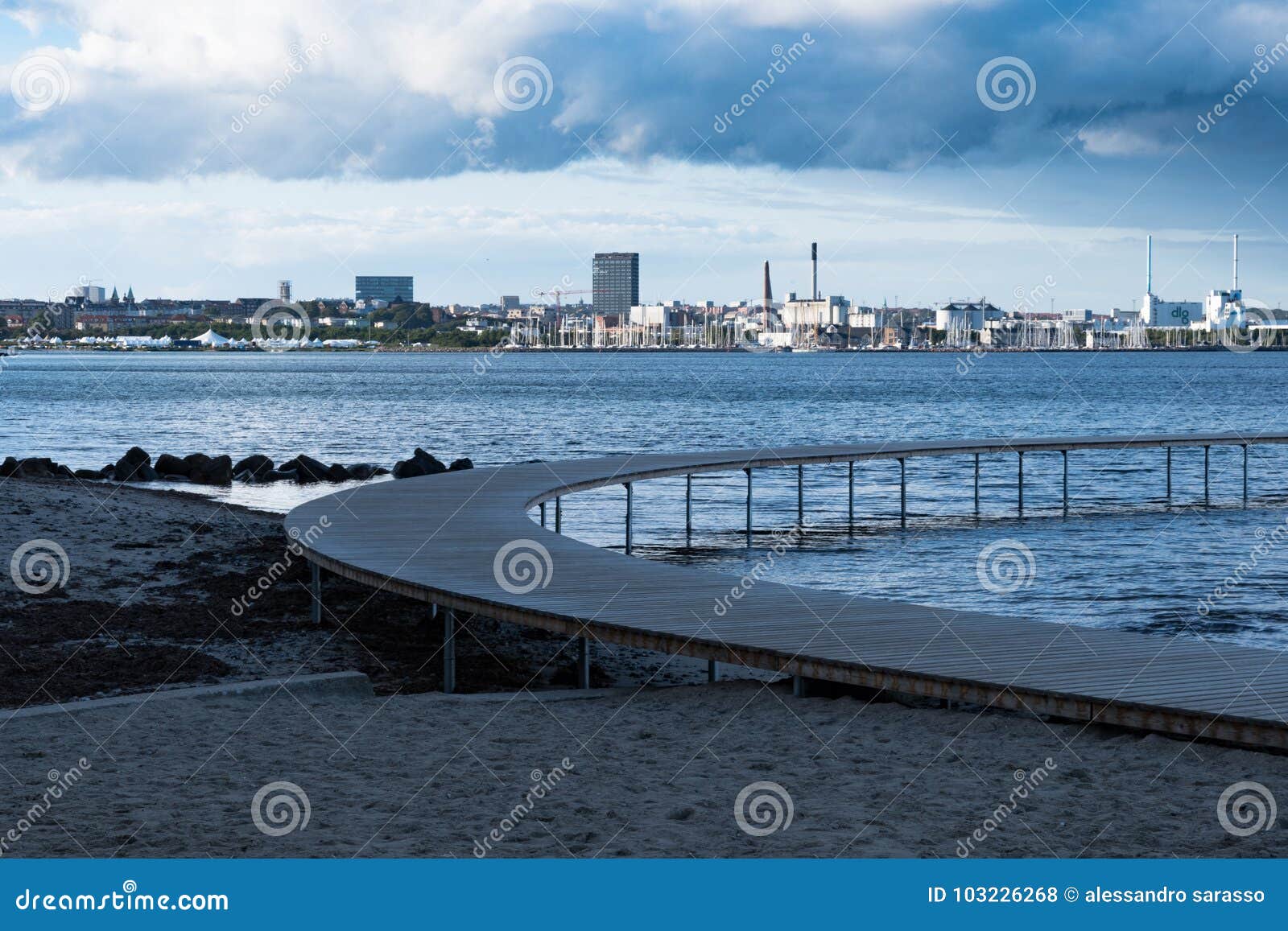 Aarhus City and Harbour from the Infinity Bridge Stock Photo - Image of ...