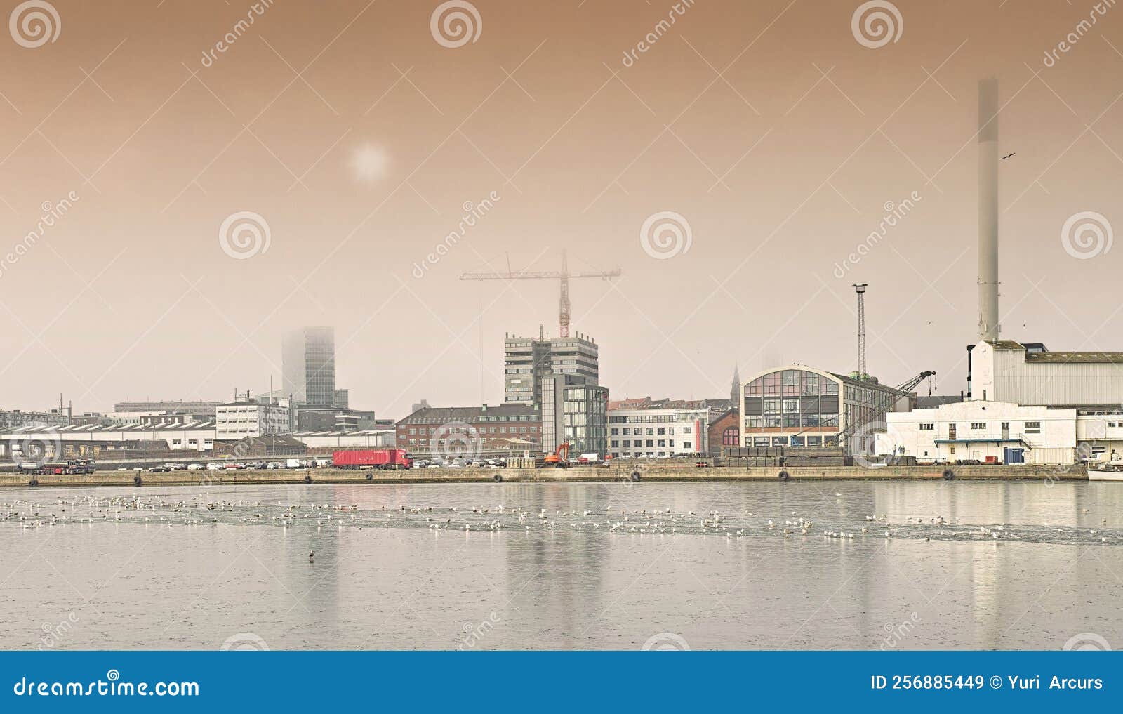 Aarhus, a Coastal Town in Denmark. a View of the Harbour Wall in Aarhus ...