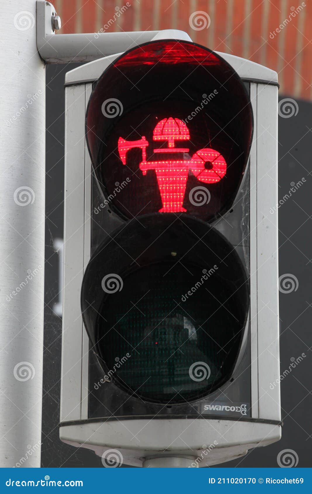 Pedestrian Red Traffic Light with a Viking in Aarhus, Denmark Editorial ...