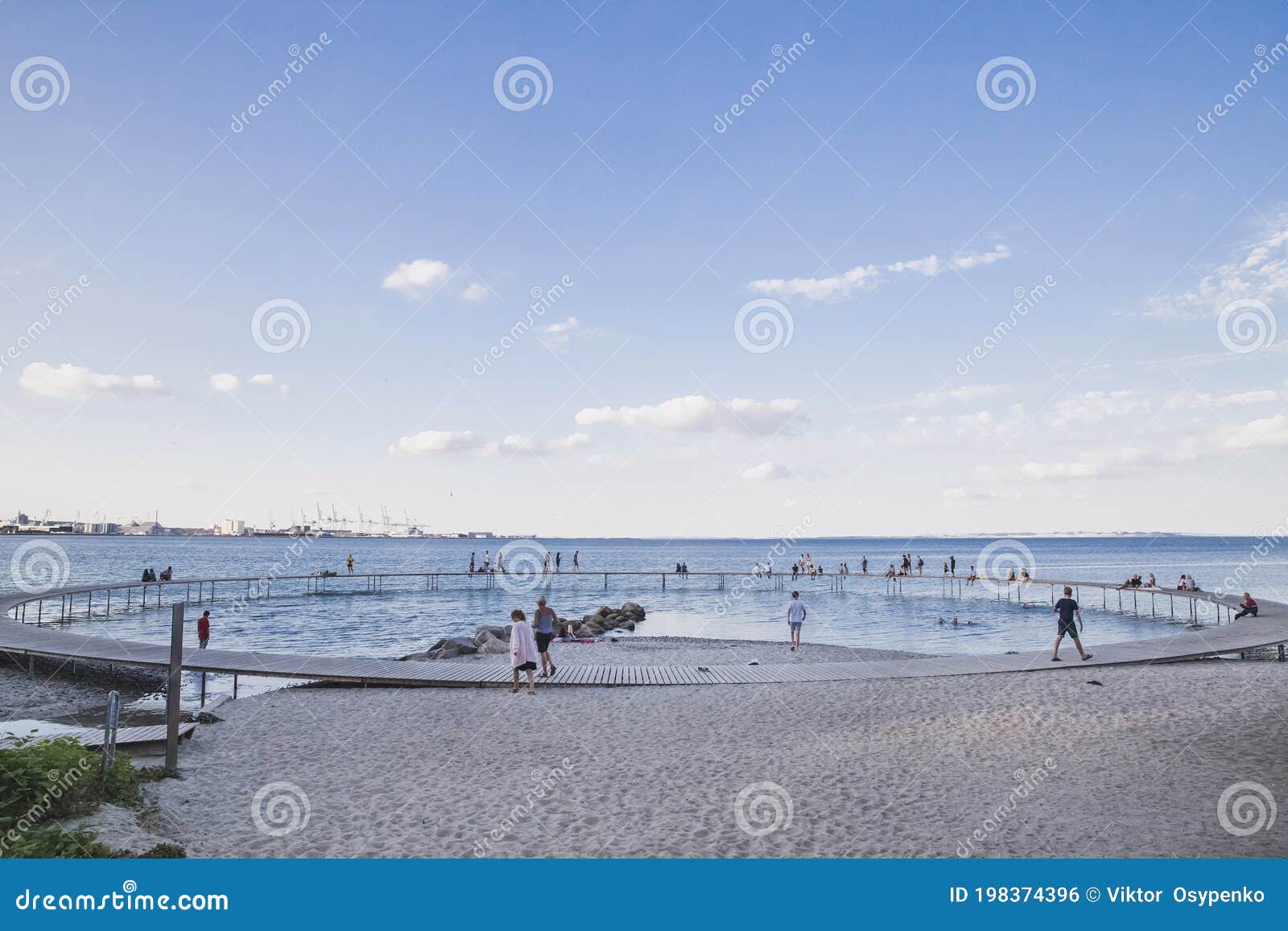 Aarhus, Denmark, July 2018: People Rest on a Round Pier Editorial Photo ...