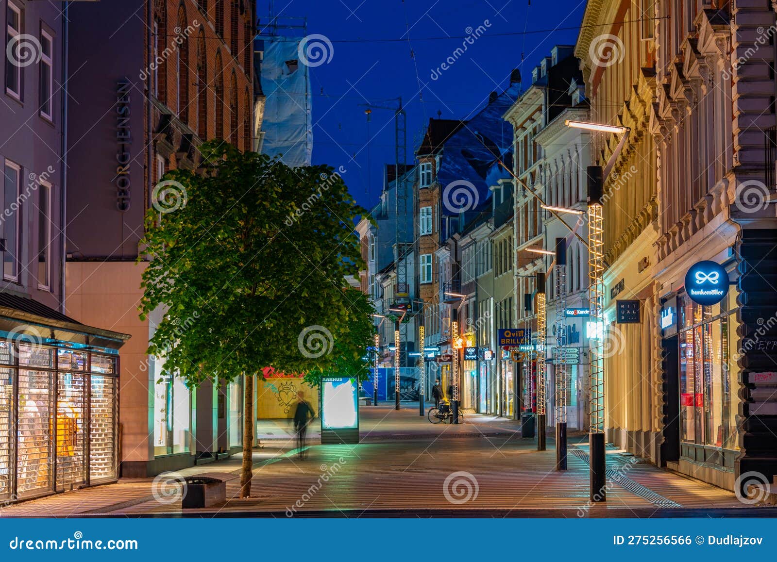 Aarhus, Denmark, June 15, 2022: Night View of a Street in Centra ...