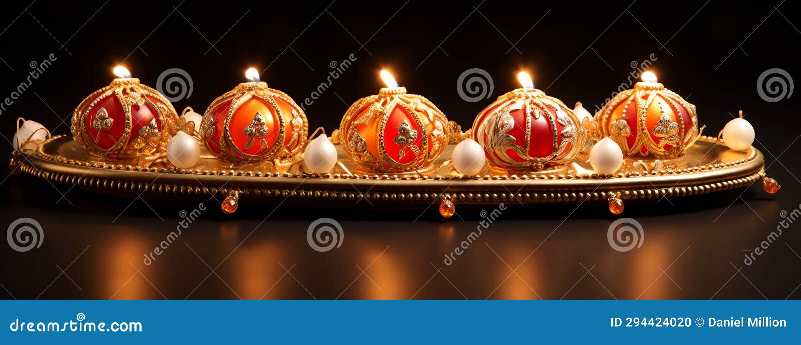 Aarti Diya Prayer Lamp Diwali Border Frame Stock Illustration ...