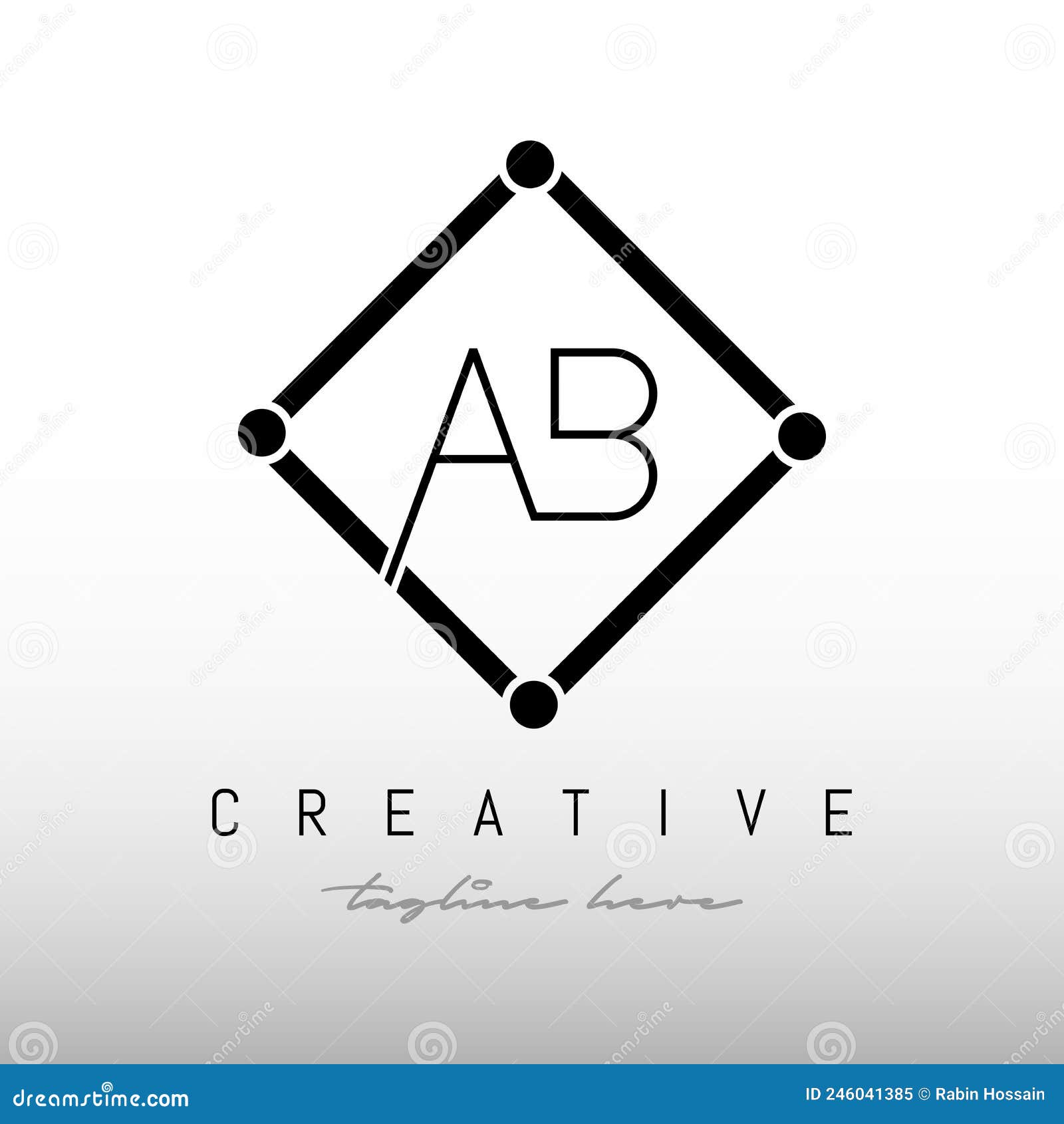 AB Square Framed Letter Logo Design . Stock Vector - Illustration of ...