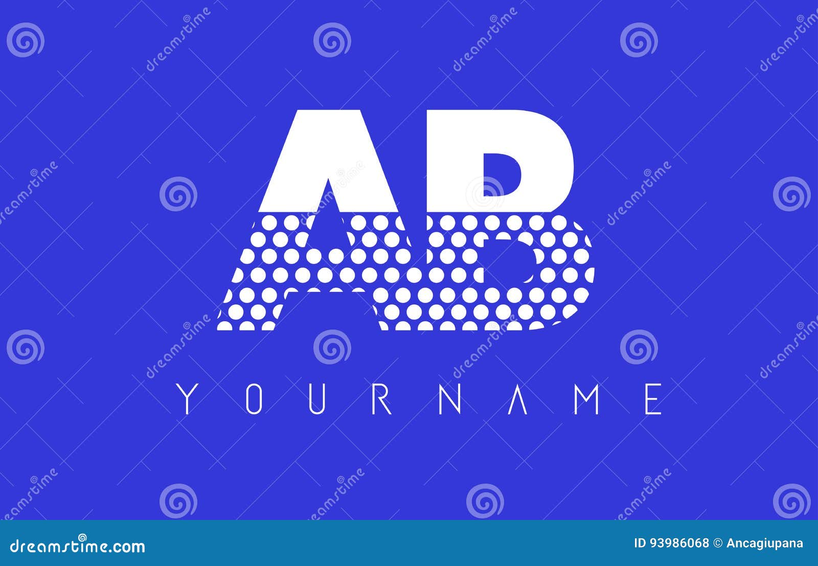 AB a B Dotted Letter Logo Design with Blue Background. Stock Vector ...