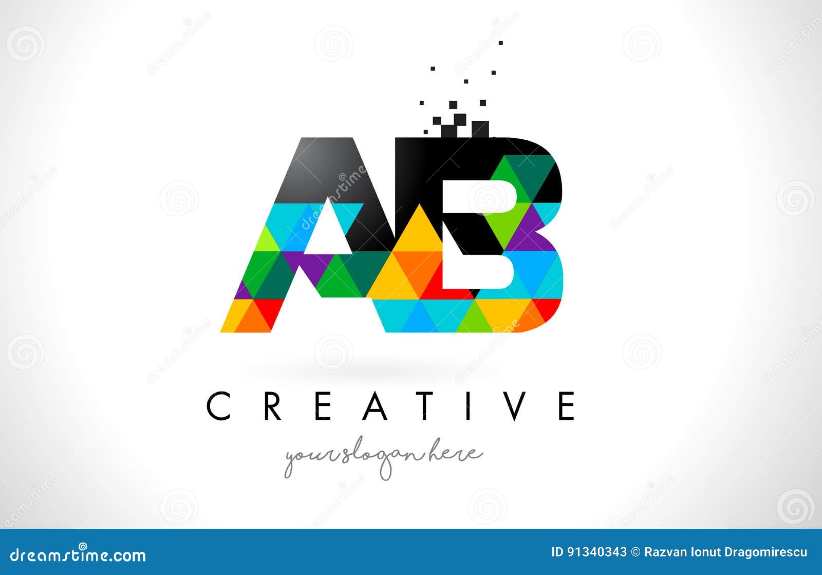 AB a B Letter Logo with Colorful Triangles Texture Design Vector Stock ...