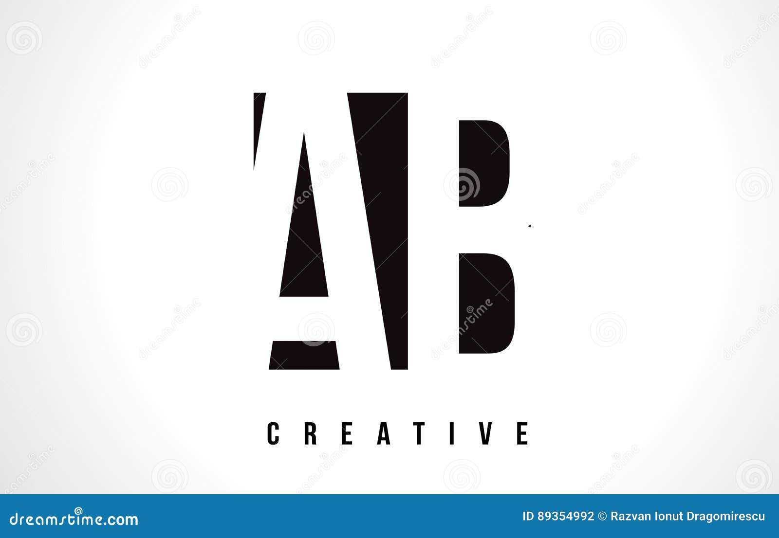 AB a B White Letter Logo Design with Black Square. Stock Vector ...