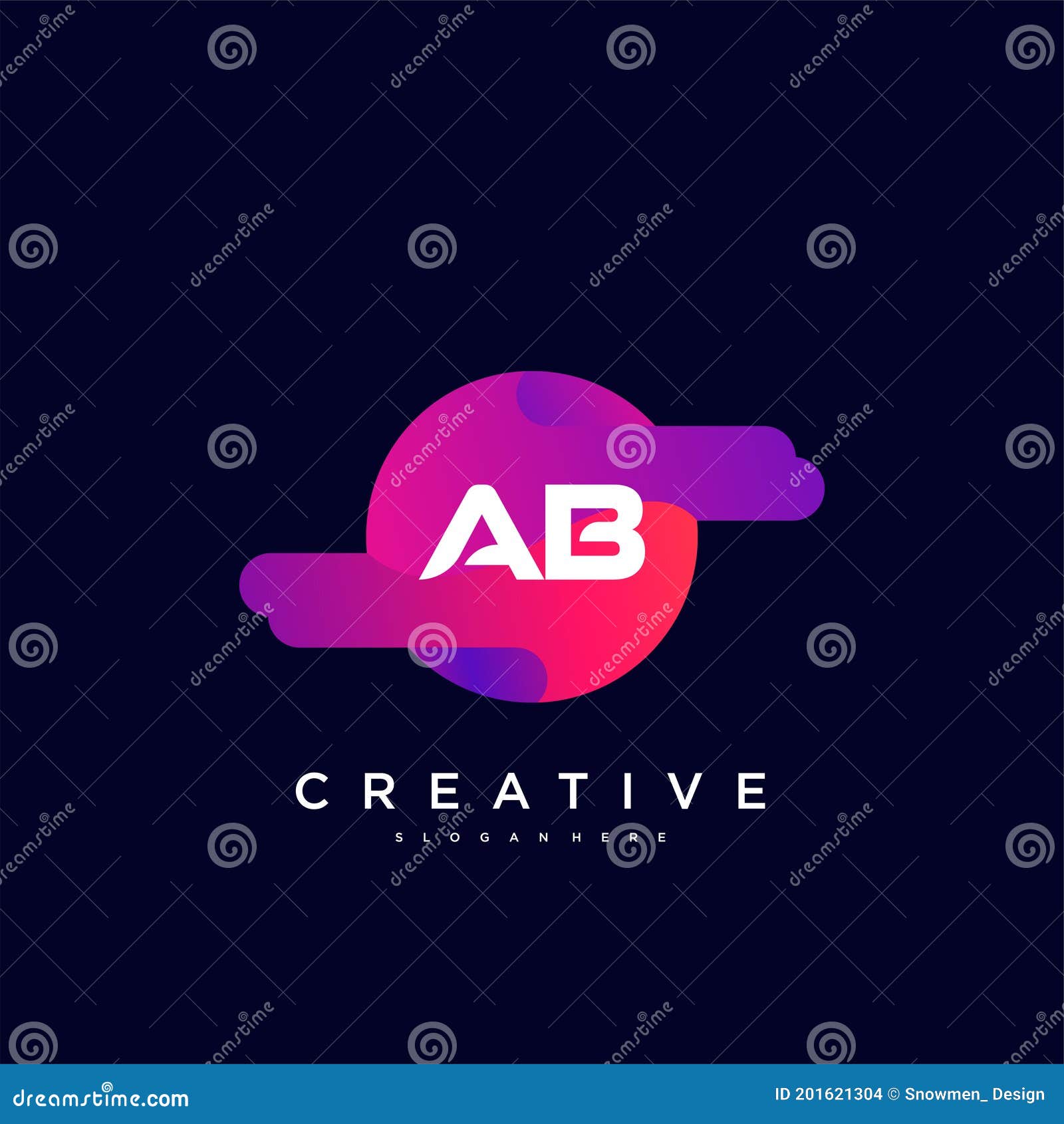 AB Initial Letter Logo Icon Design Template Elements with Wave Colorful ...