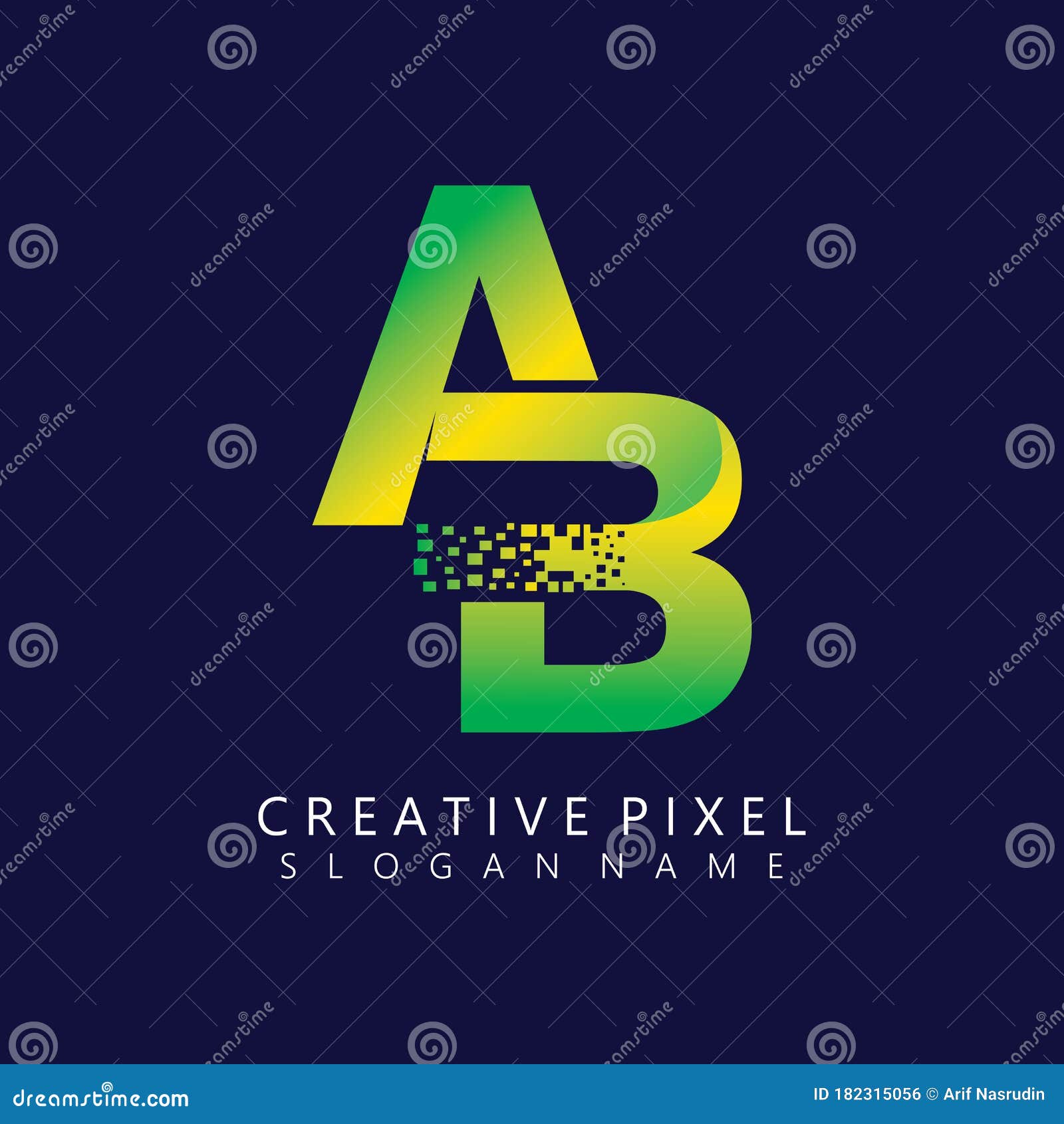 AB Initial Logo Design with Digital Pixels Colors Illustration Vector ...