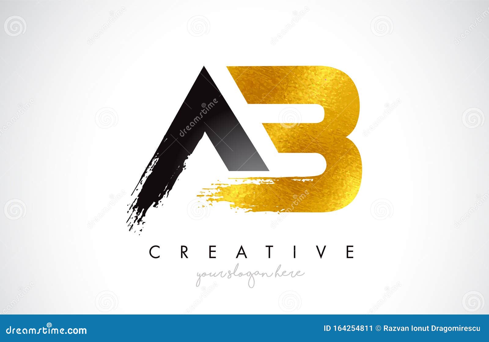 AB Letter Design with Brush Stroke and Modern 3D Look Stock Vector ...