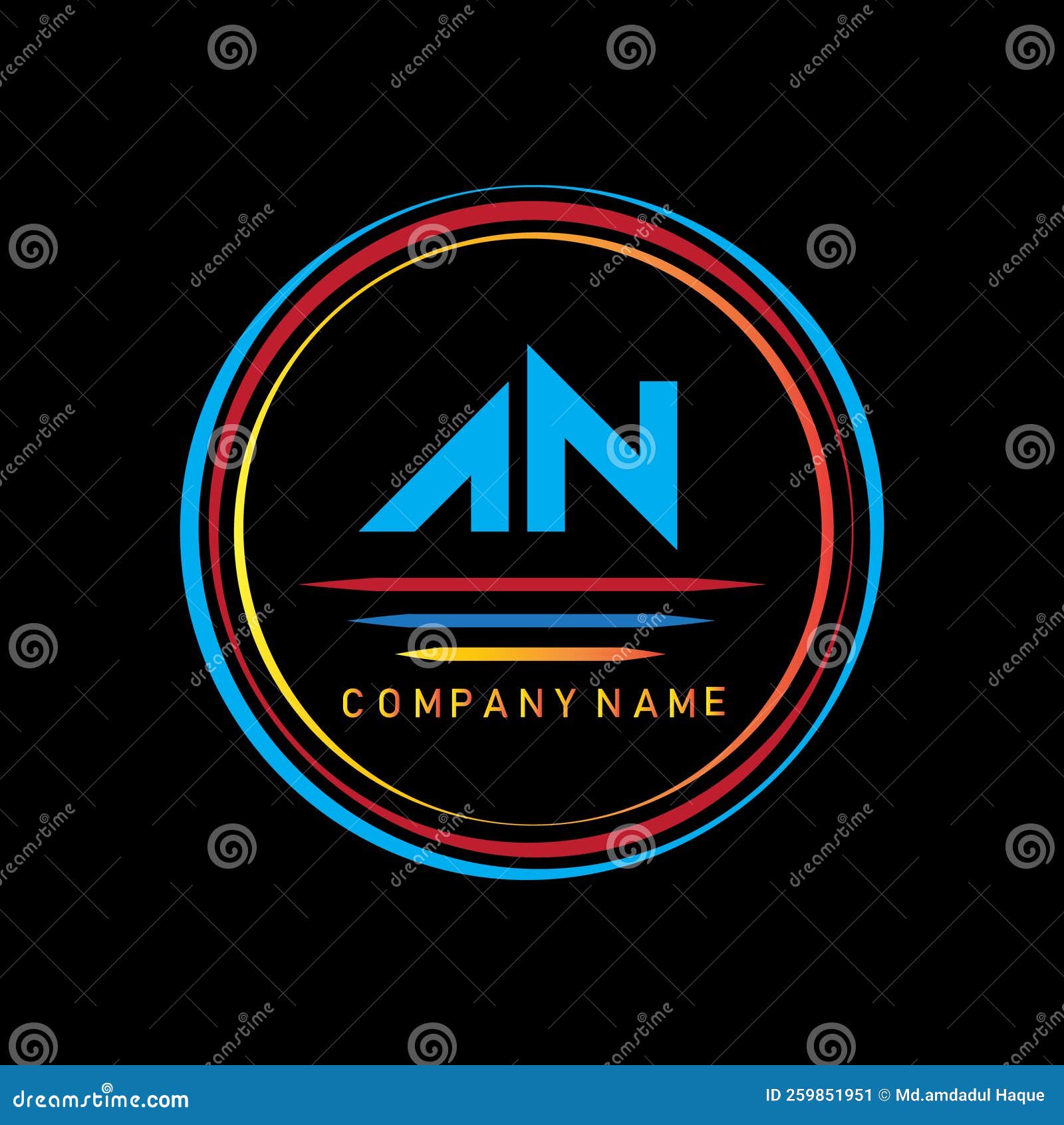 A N .an Logo Design. an Letter Logo Design on Black Background . Stock ...