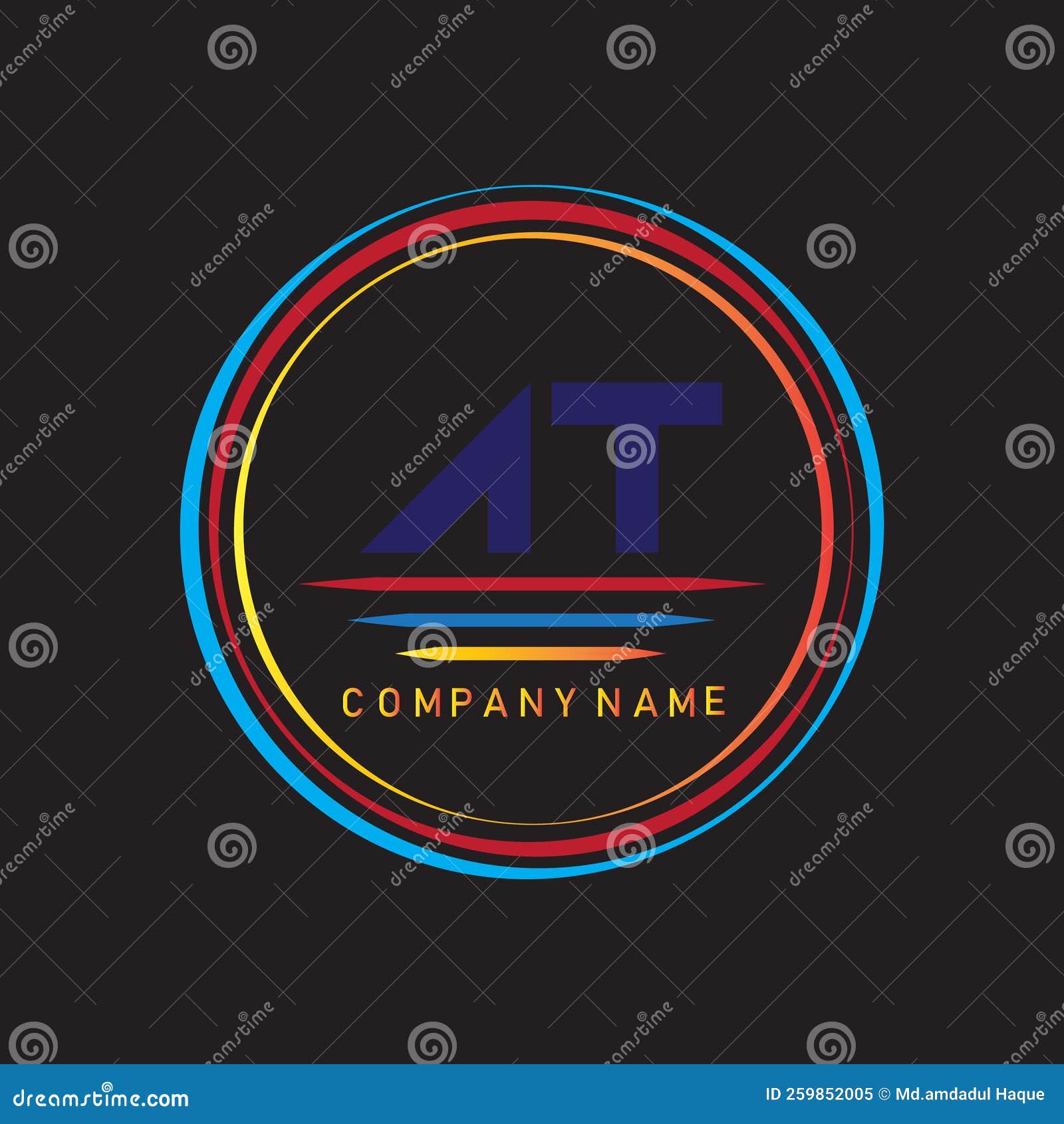 A T .at Logo Design. at Letter Logo Design on Black Background . Stock ...