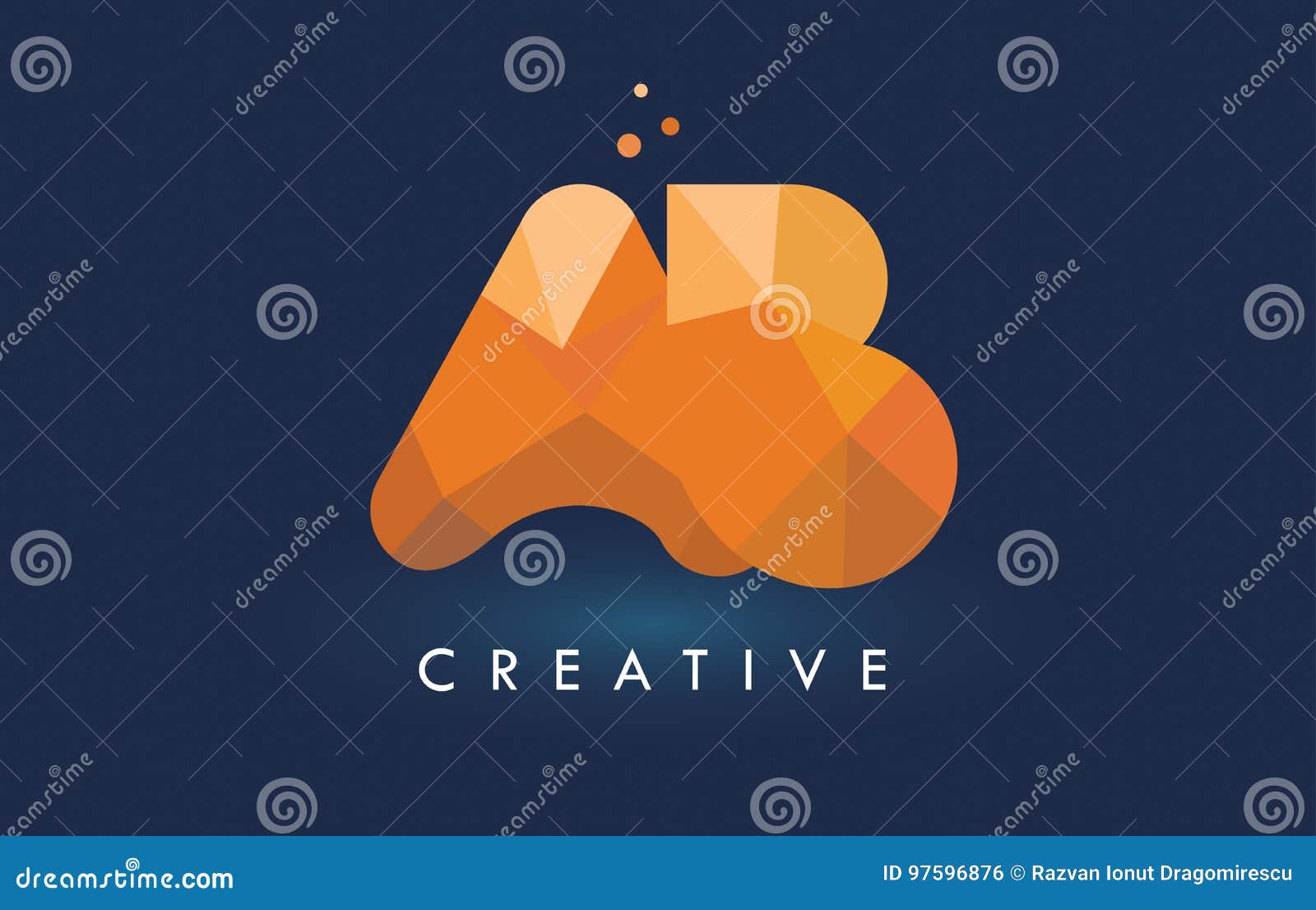 AB Letter with Origami Triangles Logo. Creative Yellow Orange or Stock ...