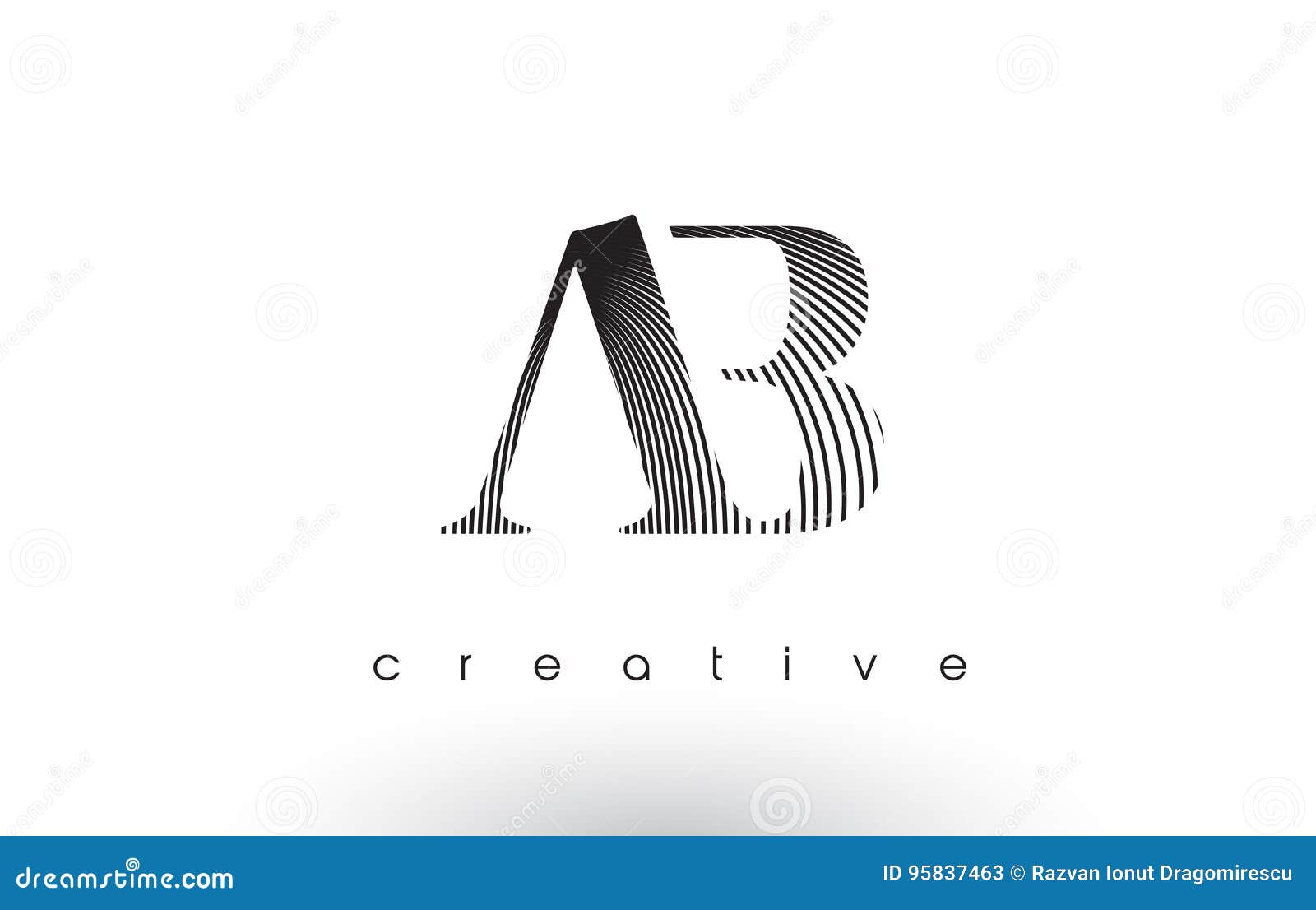 AB Logo Design with Multiple Lines and Black and White Colors. Stock ...