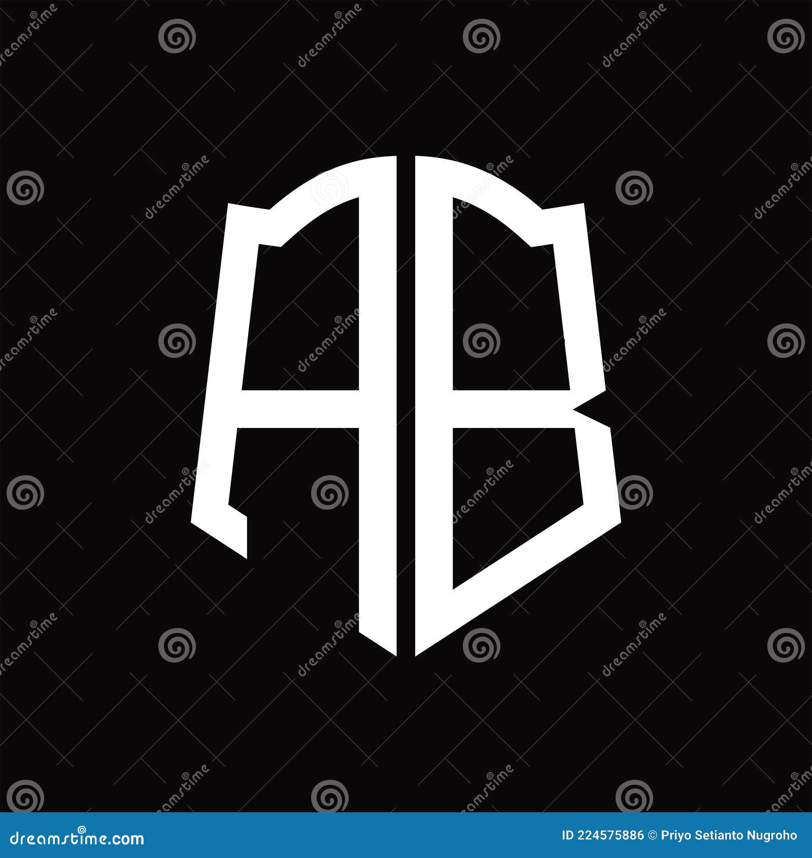 AB Logo Monogram with Shield Shape Ribbon Design Template Stock Vector ...