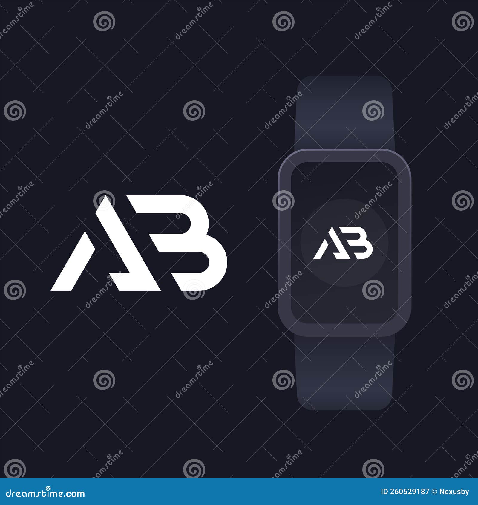 AB Monogram, Logo Design with Smart Watch Mockup Stock Vector ...