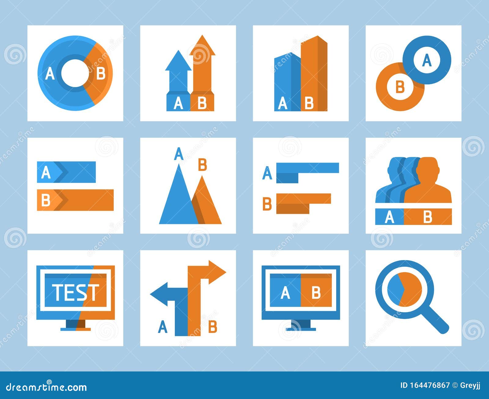 AB Split Testing and Comparison Icons Stock Vector - Illustration of ...