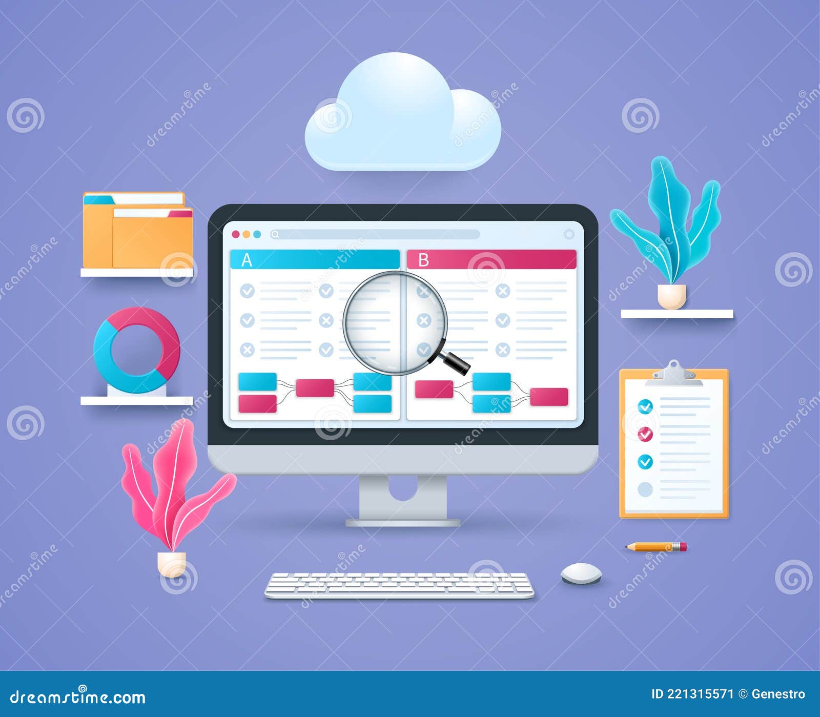 AB Split Testing Concept in 3D Style Stock Vector - Illustration of ...