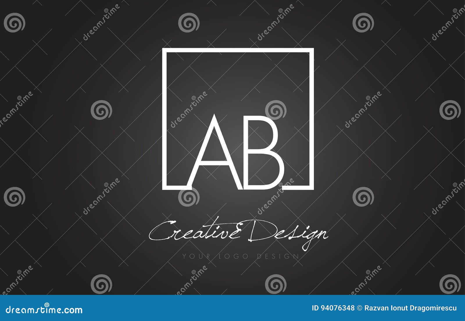 AB Square Frame Letter Logo Design with Black and White Colors. Stock ...
