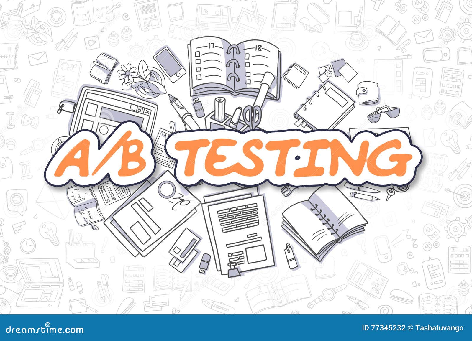 AB Testing - Doodle Orange Text. Business Concept. Stock Illustration ...