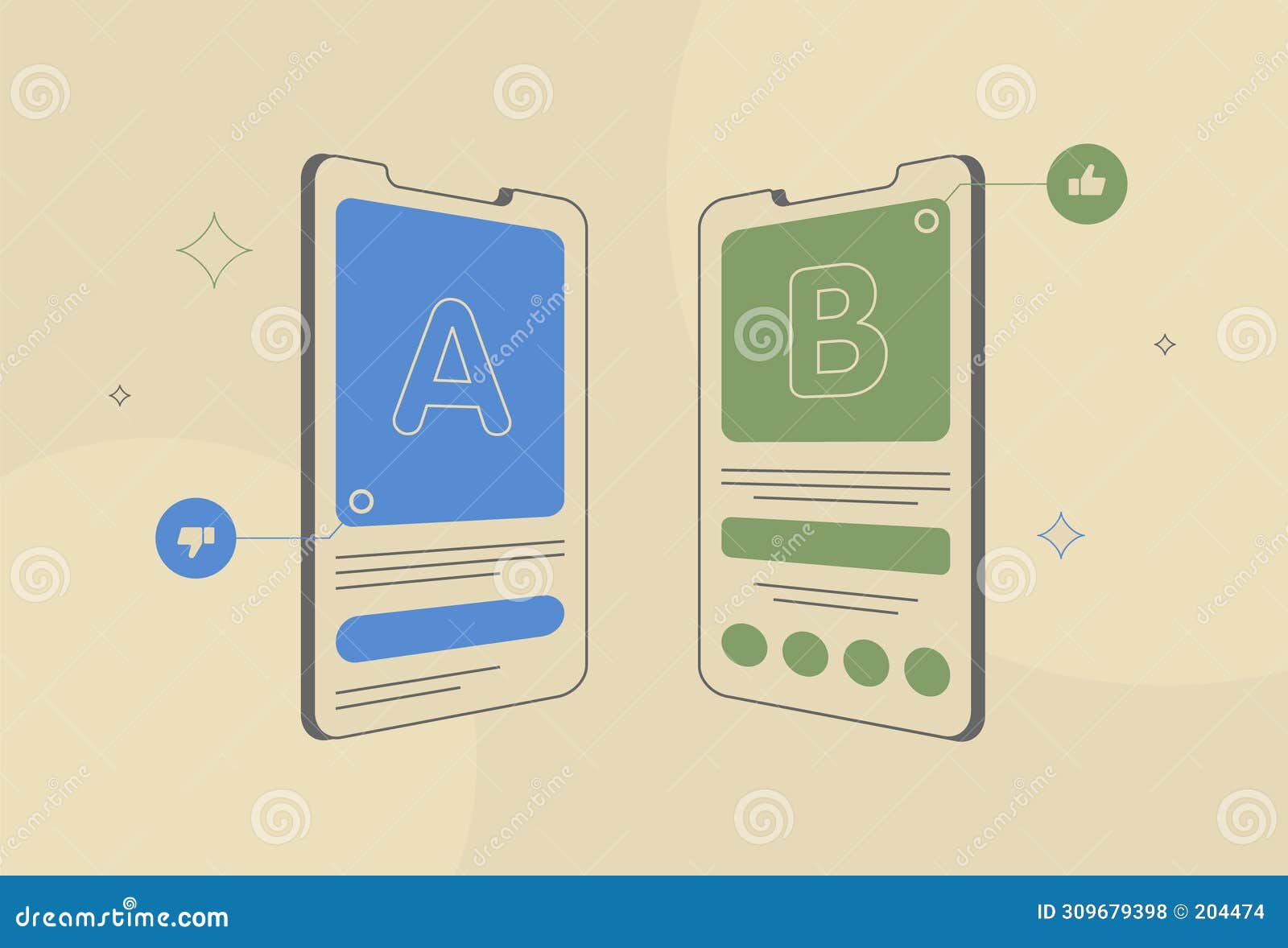 AB Testing Graphics, Mobile App Split Test Comparison Icons, Data ...