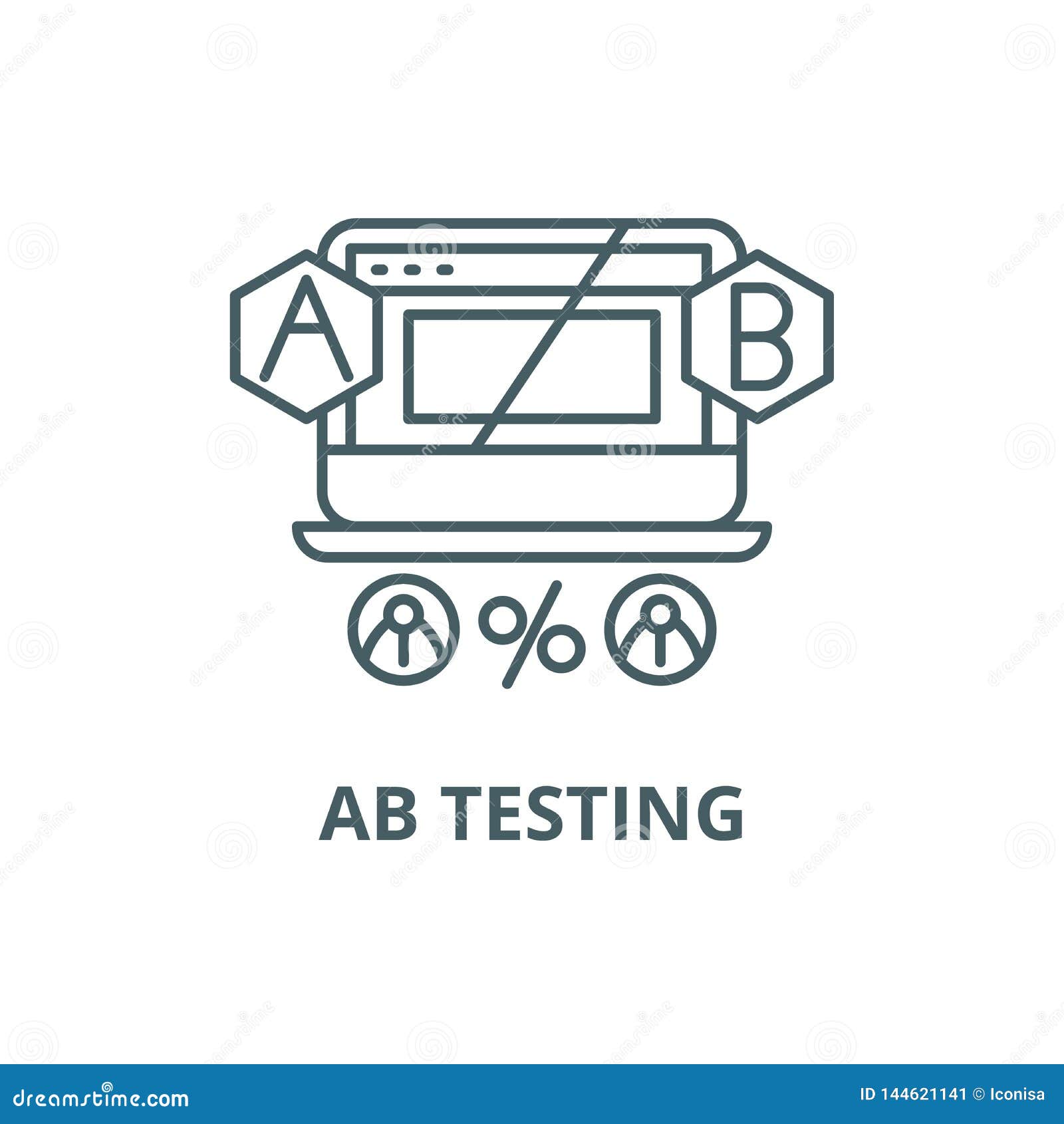 Ab Testing Line Icon, Vector. Ab Testing Outline Sign, Concept Symbol ...