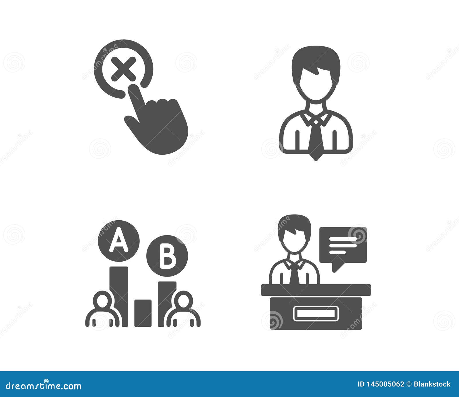 Ab Testing Reject Click And Businessman Icons Exhibitors Sign Test