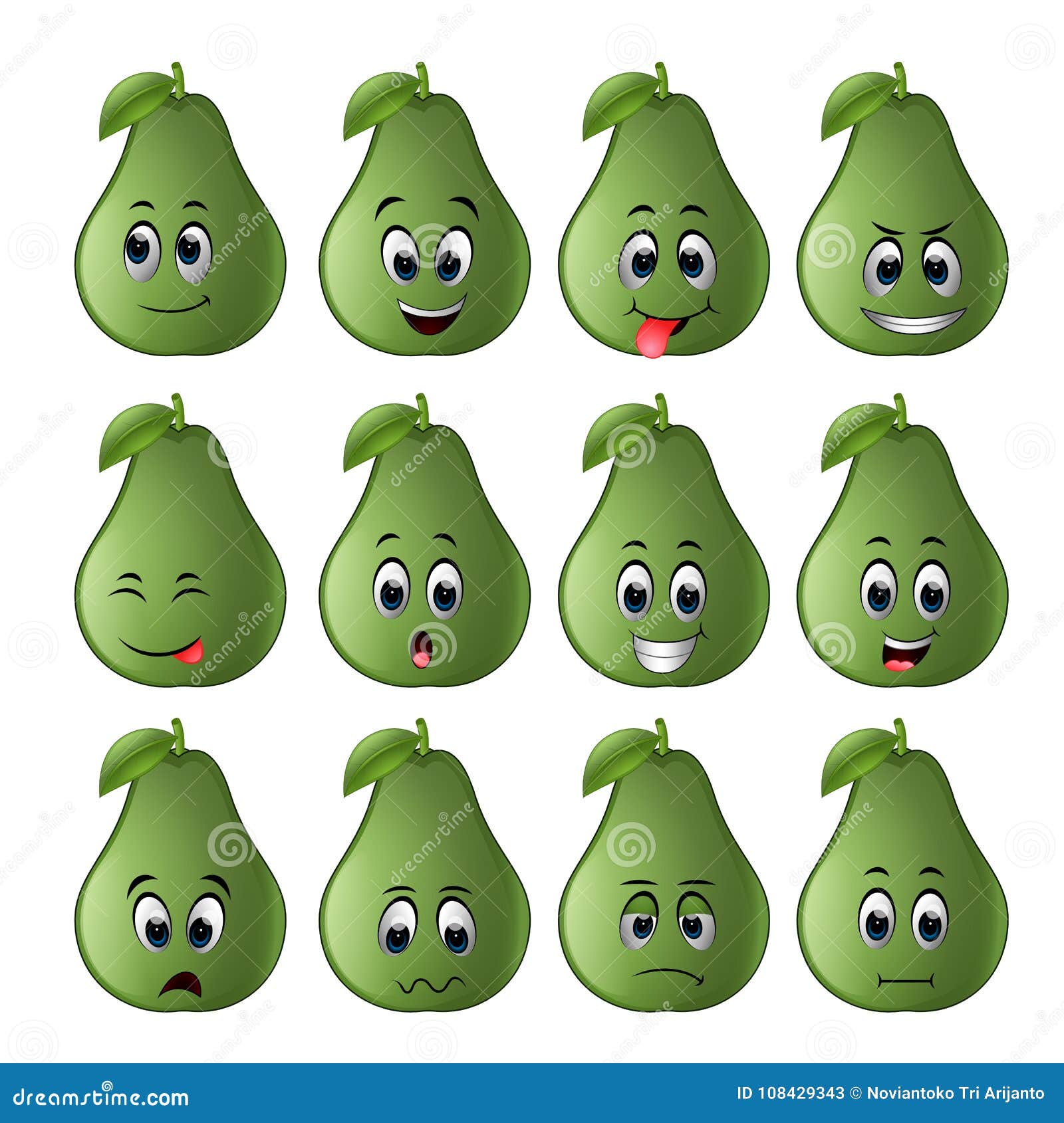 Abacate Com Emoticons Diferentes Ilustração do Vetor - Ilustração de ...