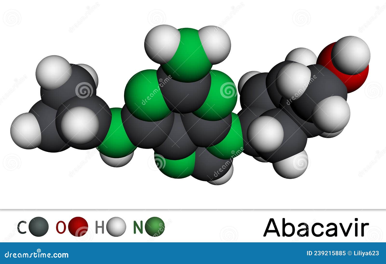 Abacavir, ABC Molecule. Molecular Model. Stock Illustration ...