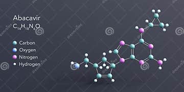 Abacavir Molecule 3d Rendering, Flat Molecular Structure with Chemical ...