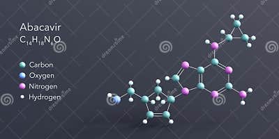 Abacavir Molecule 3d Rendering, Flat Molecular Structure with Chemical ...