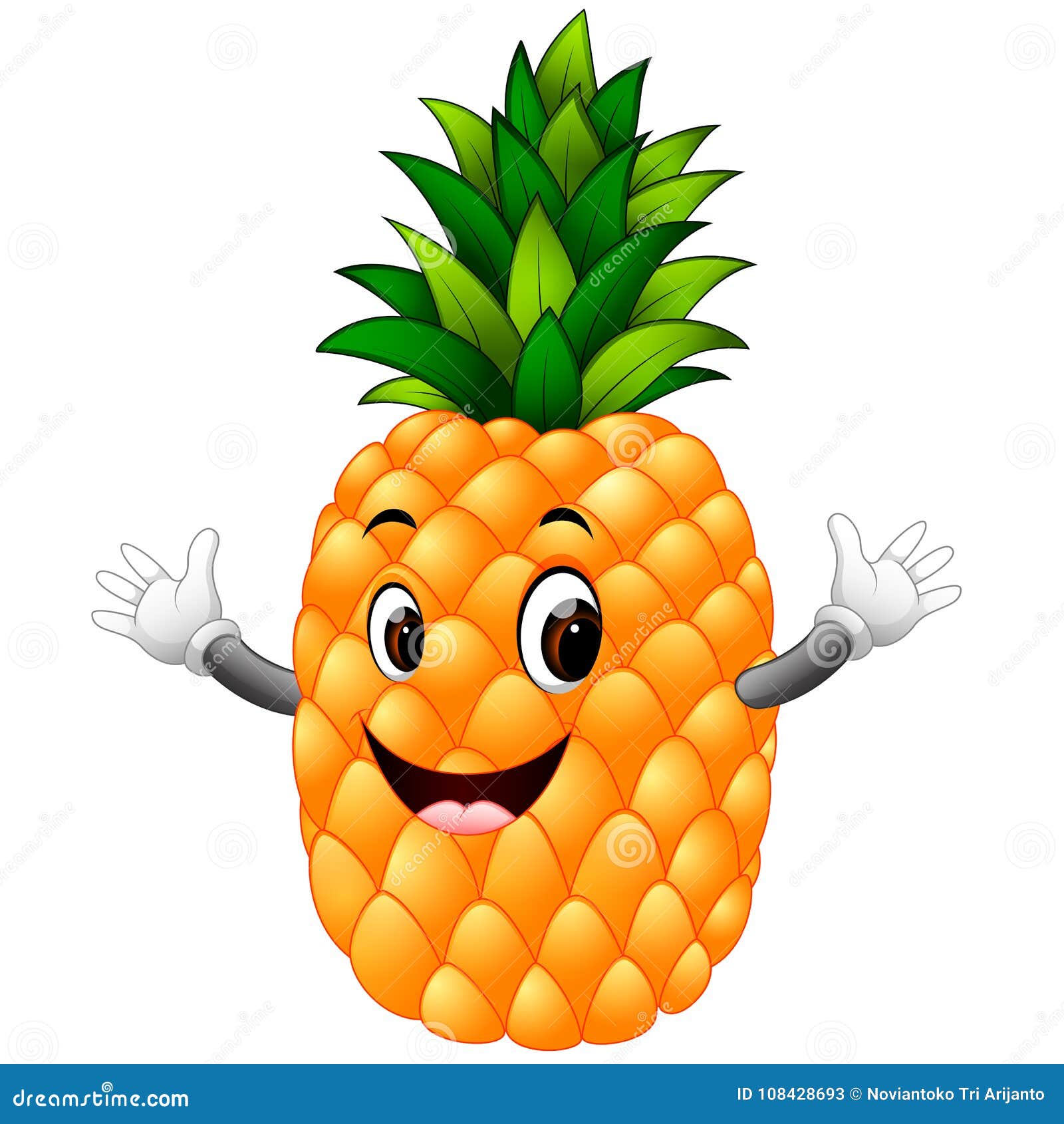 Abacaxi com cara ilustração do vetor. Ilustração de cara - 108428693