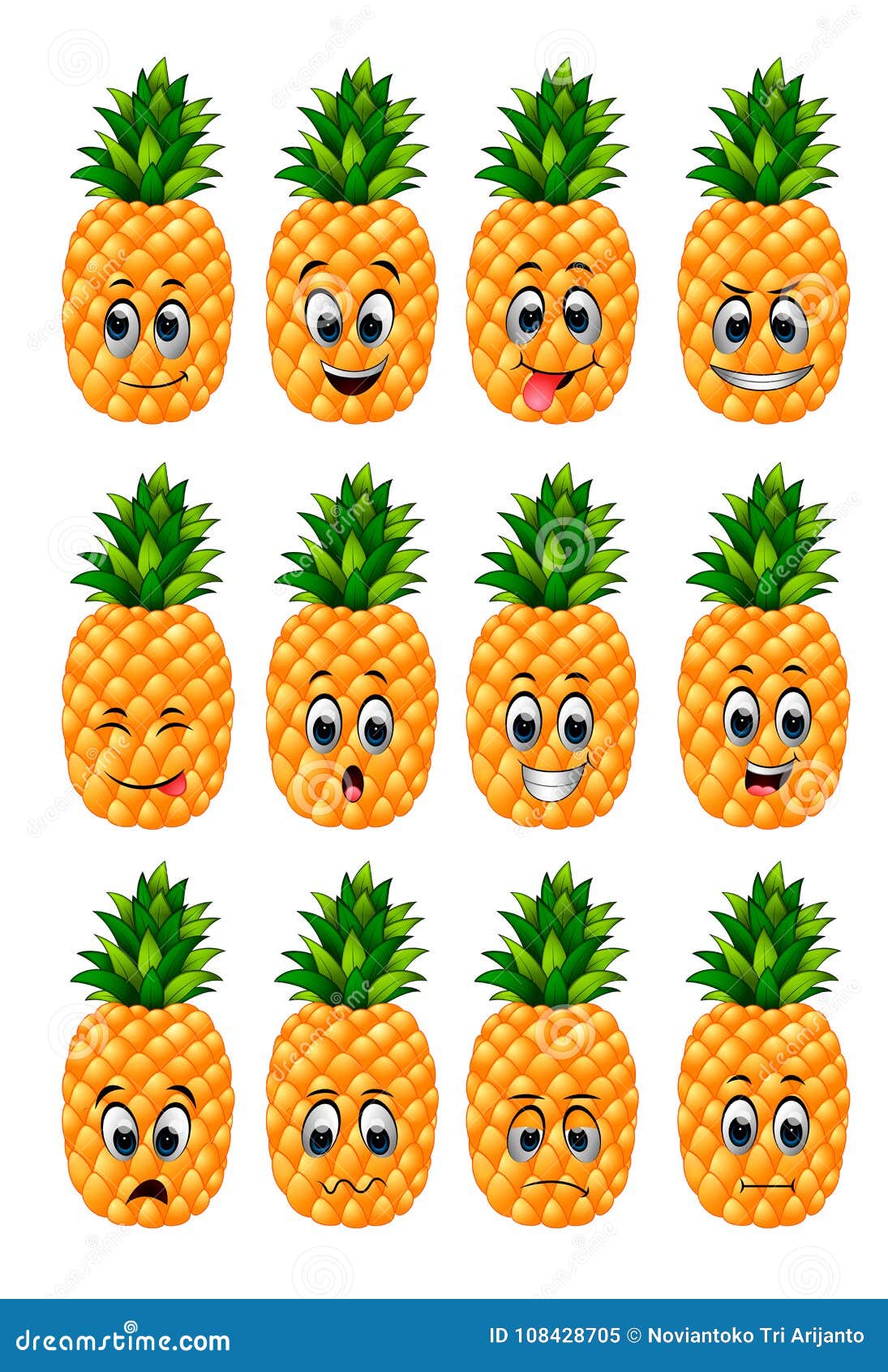 Abacaxi Com Emoticons Diferentes Ilustração do Vetor - Ilustração de ...