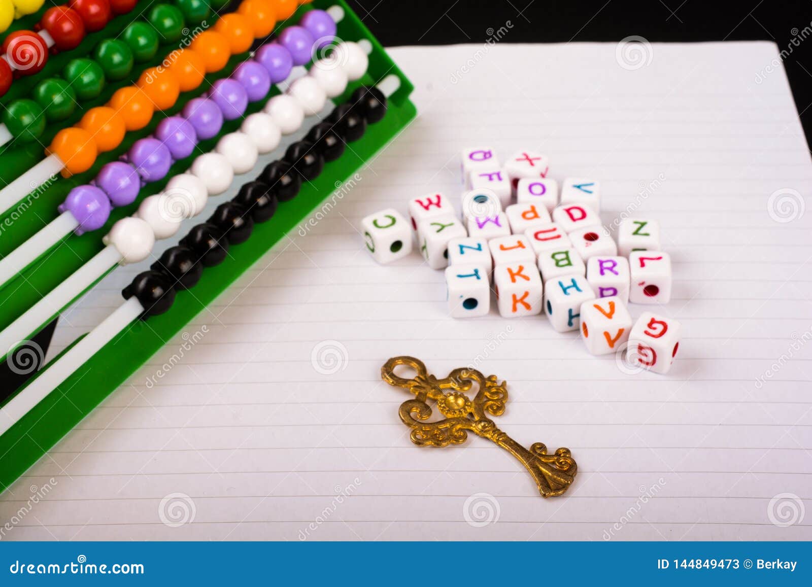Abacus, Key and Letters of Alphabet Stock Image - Image of alphabet ...