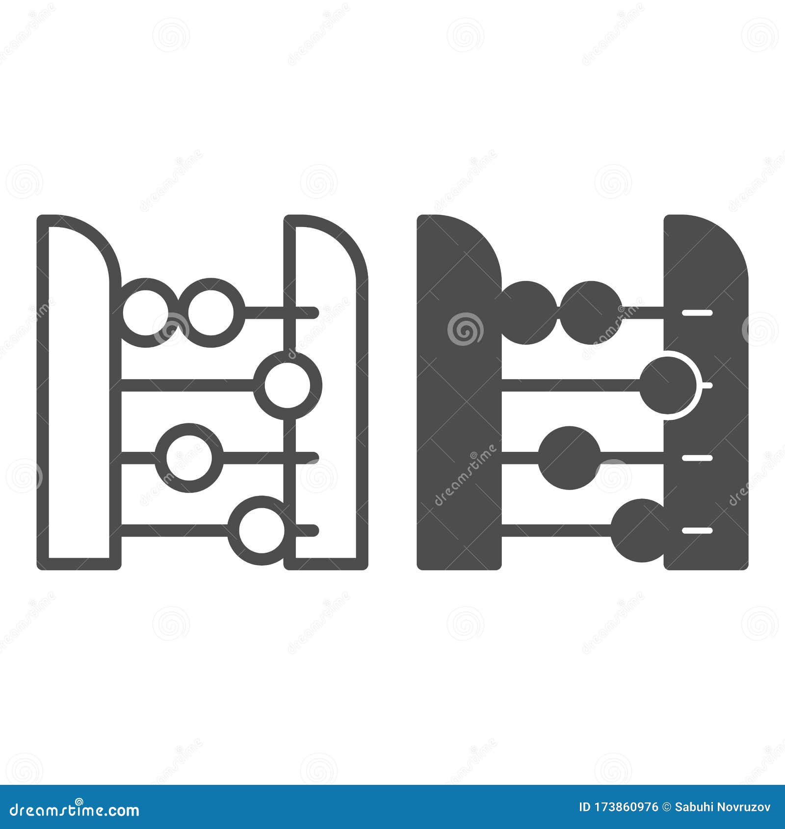 Abacus Line and Solid Icon. Accounting and Arithmetic Tool, Retro ...
