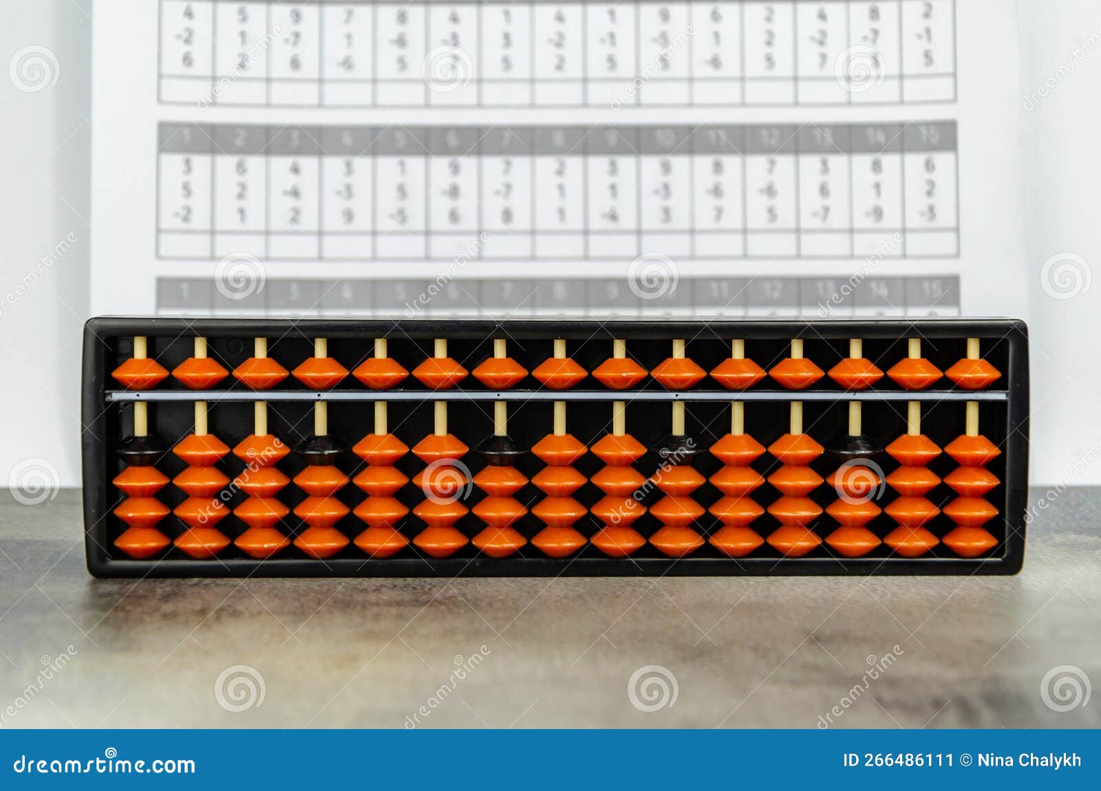 Abacus for Mental Arithmetic on Background of Sheet of Paper with ...