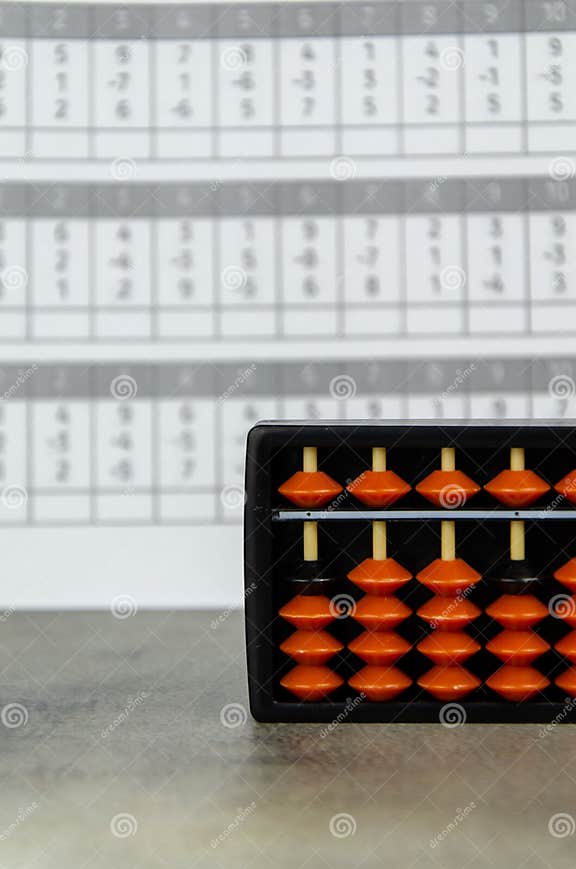 Abacus for Mental Arithmetic on Background of Sheet of Paper with ...