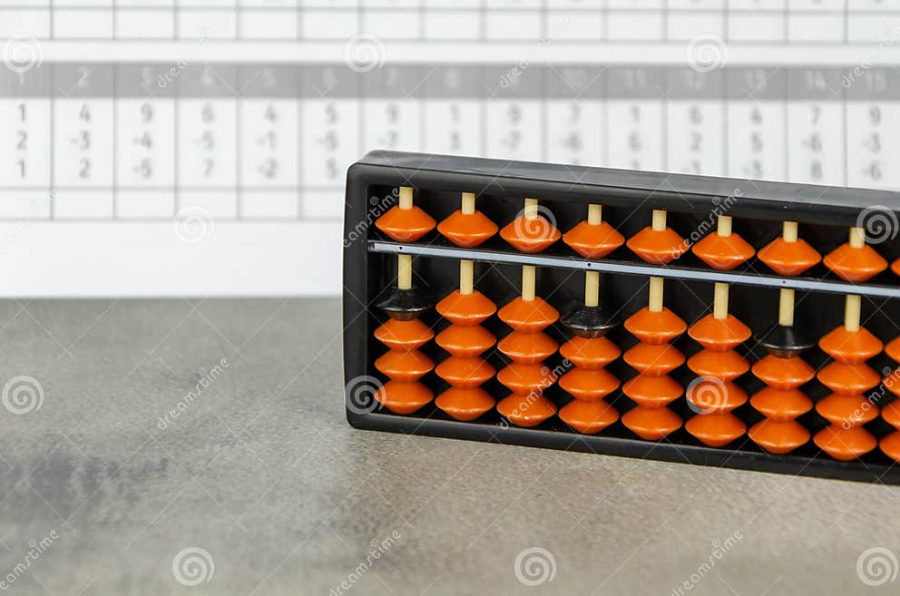Abacus for Mental Arithmetic on Background of Sheet of Paper with ...