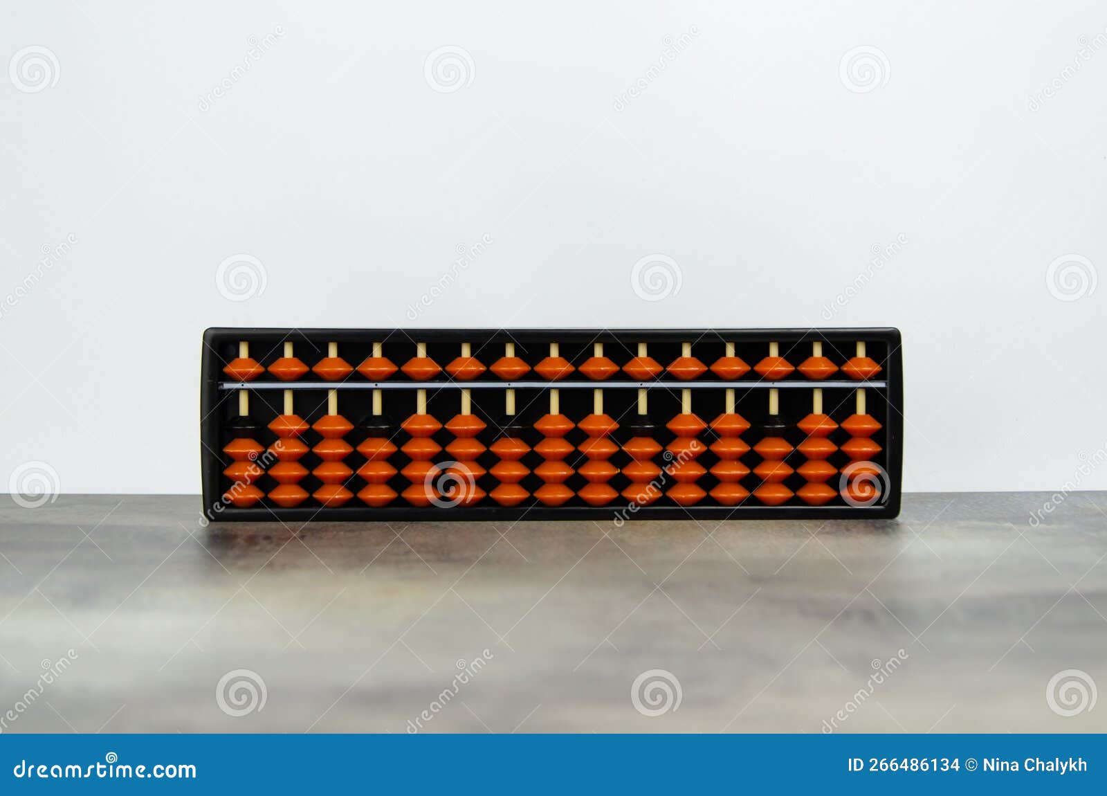 Abacus for Mental Arithmetic on Desktop. Space for Text Stock Photo ...