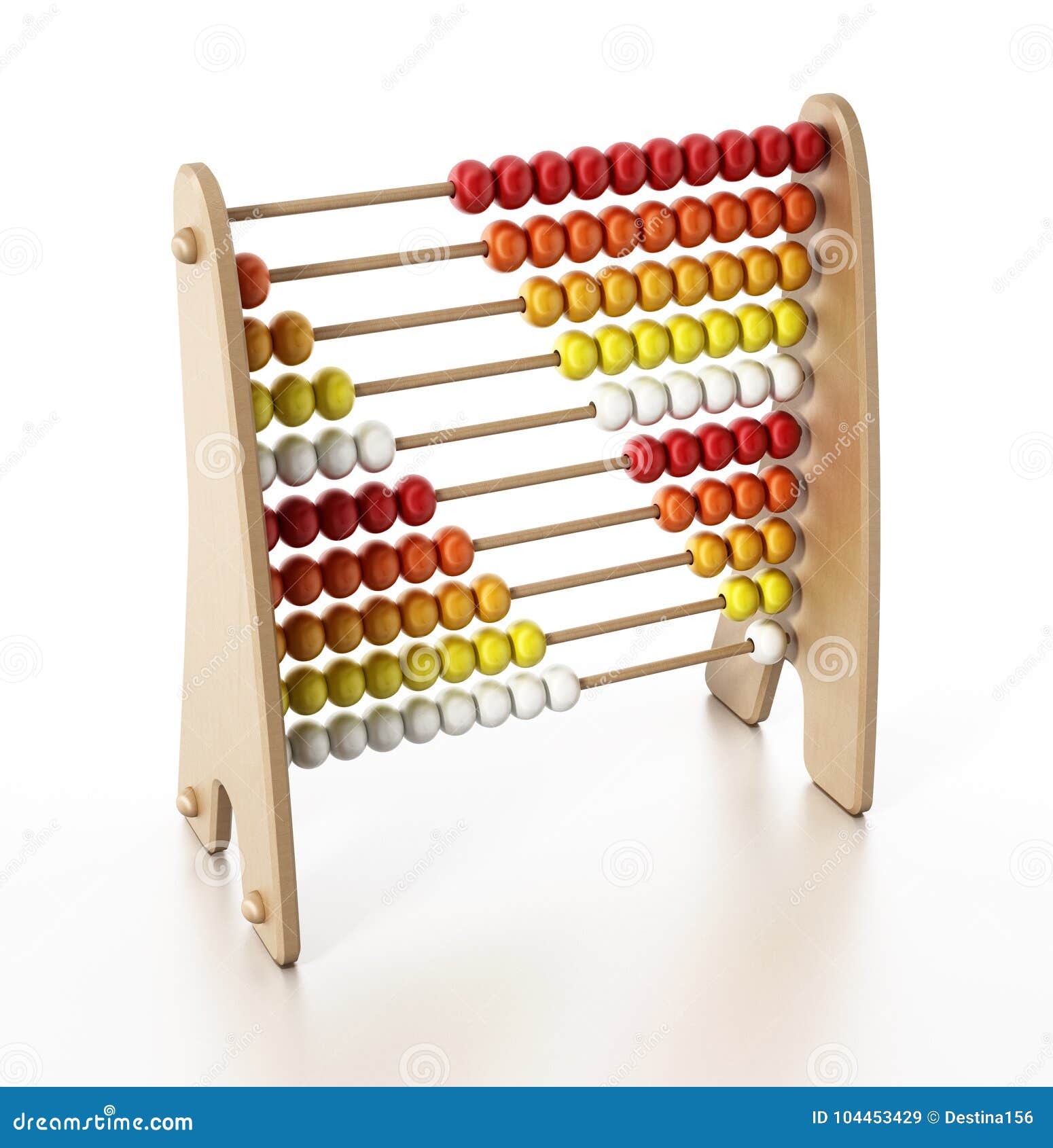 Abacus with Multi Colored Beads Isolated on White Background. 3D ...